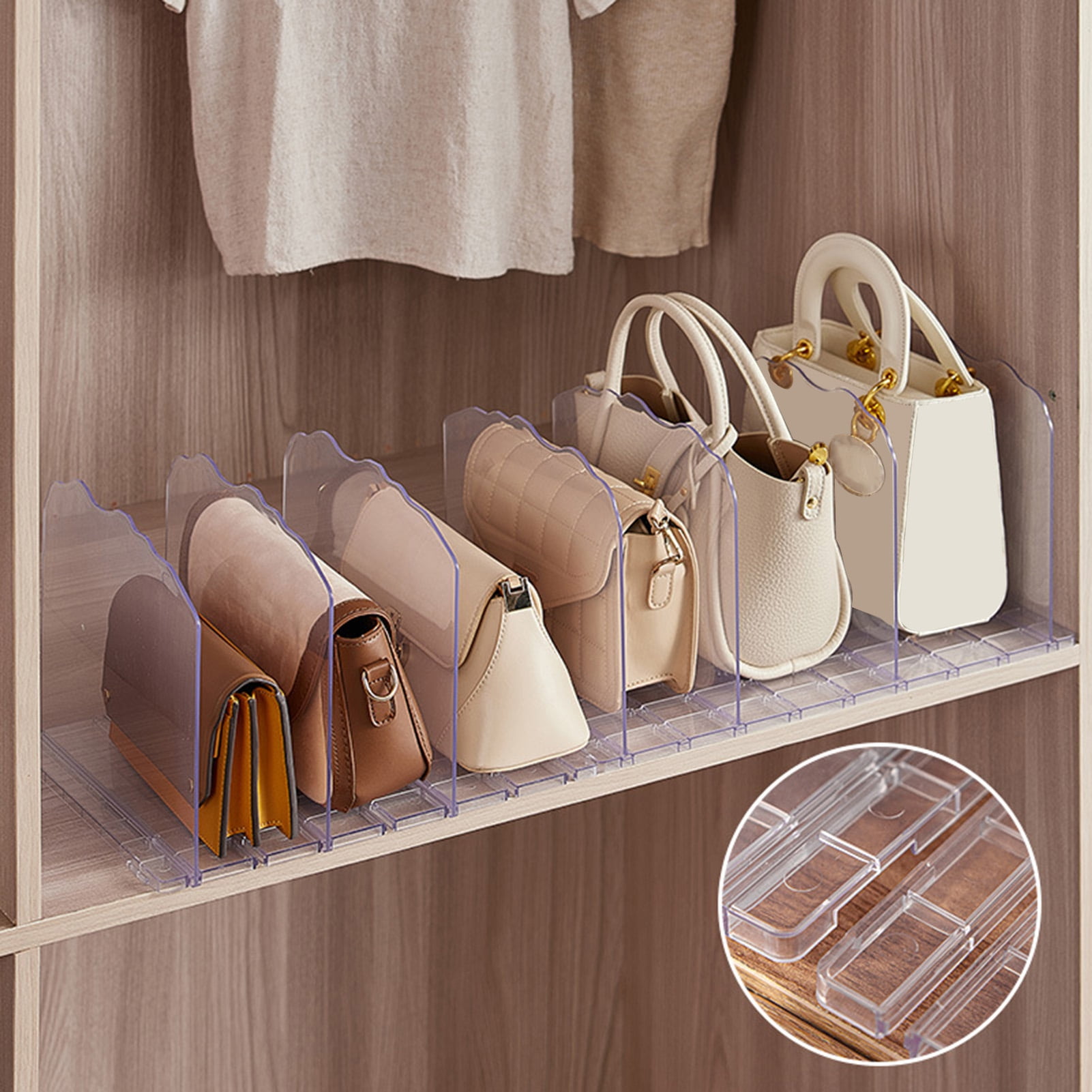 ZenCart Adjustable Clear Shelf Dividers Handbag Purse Organizer Easy to ...