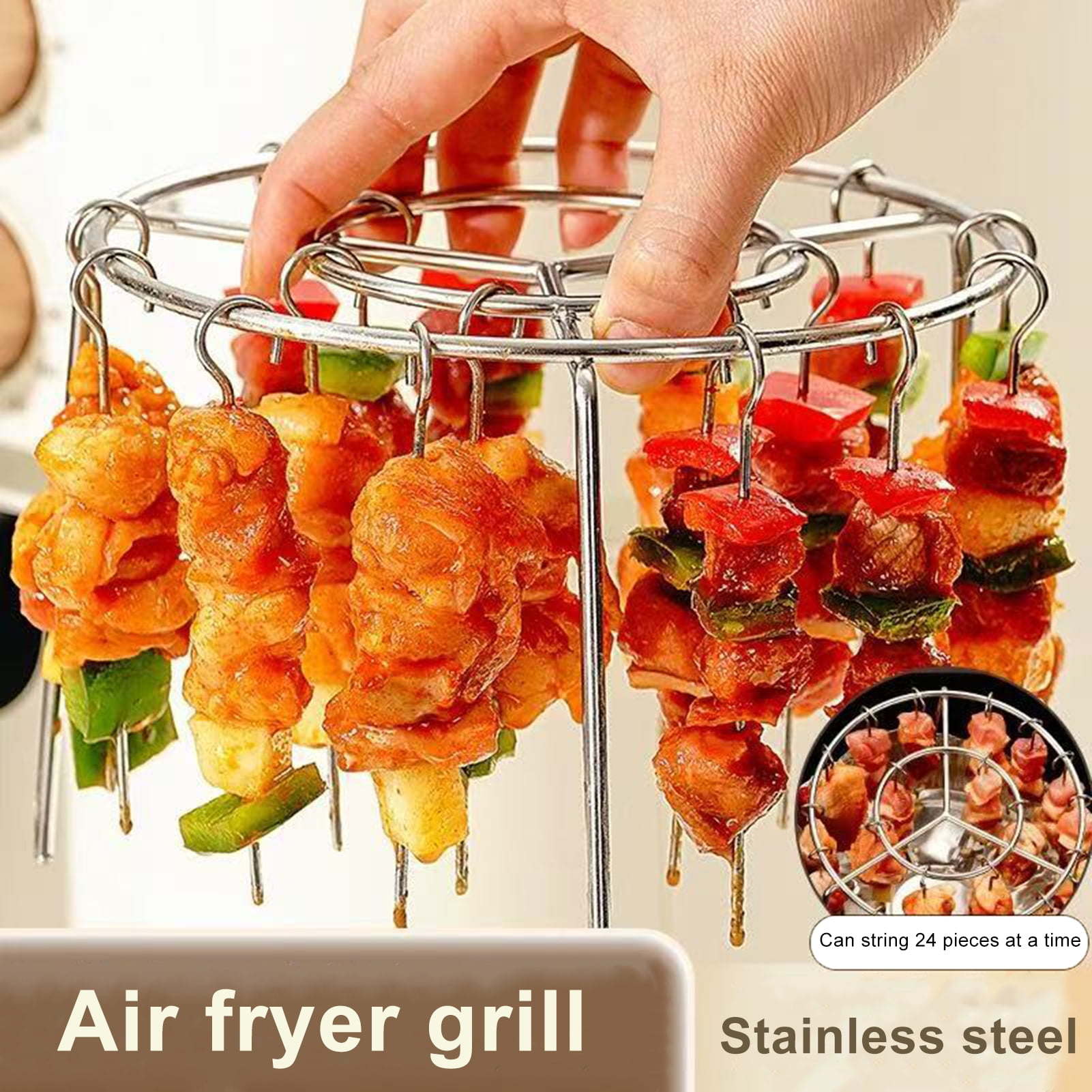 ZenCart Air Fryer Skewer Stand Stainless Steel Vertical Grill Holder ...