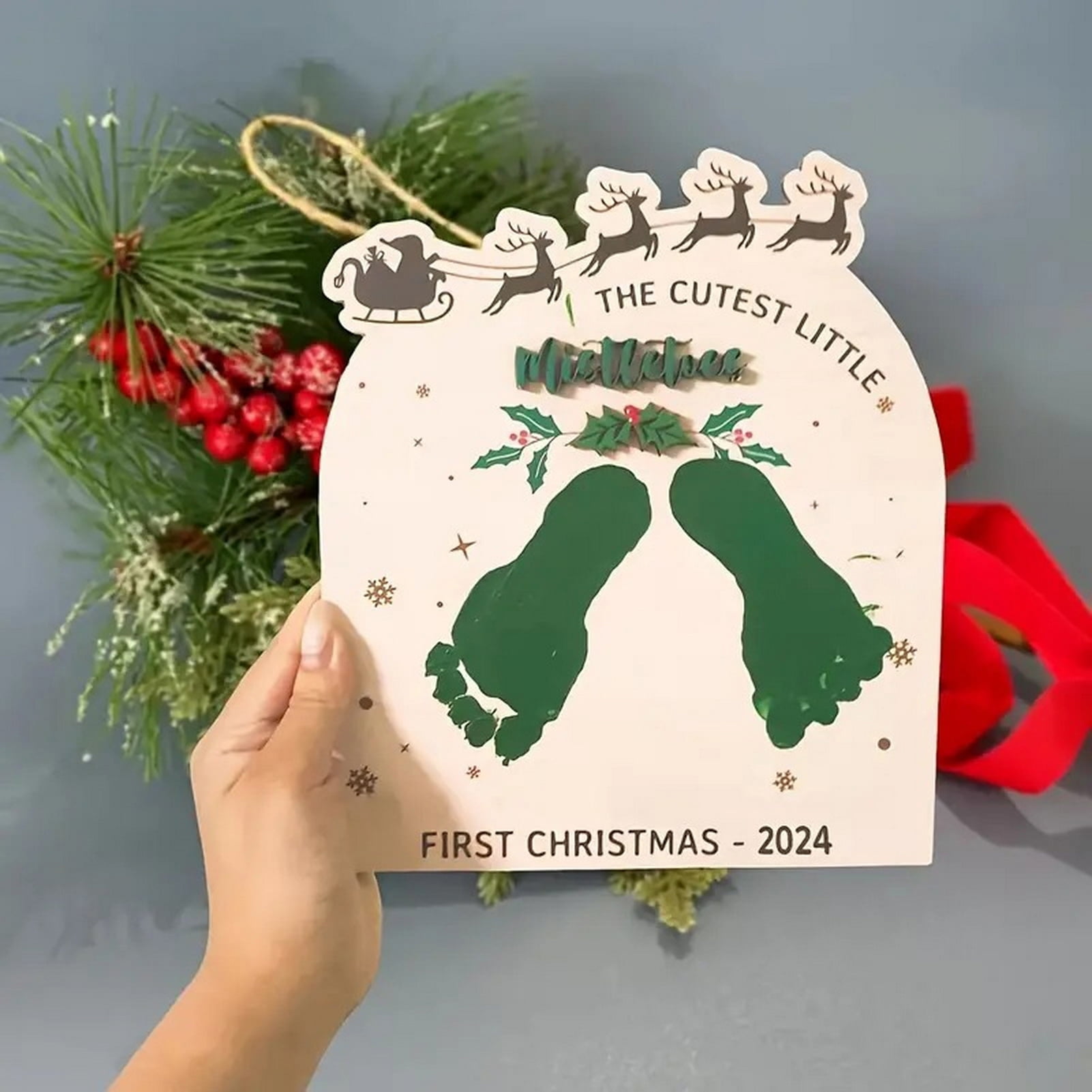 ZenCart Baby First Christmas Footprint Board Infant Footprint ...