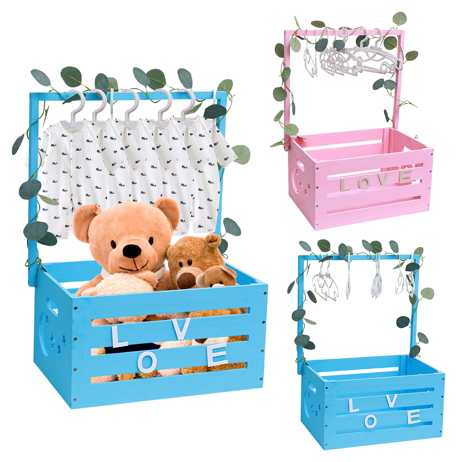 ZenCart Baby Shower Crate Closet Wooden Baby Shower Basket with Hangers ...