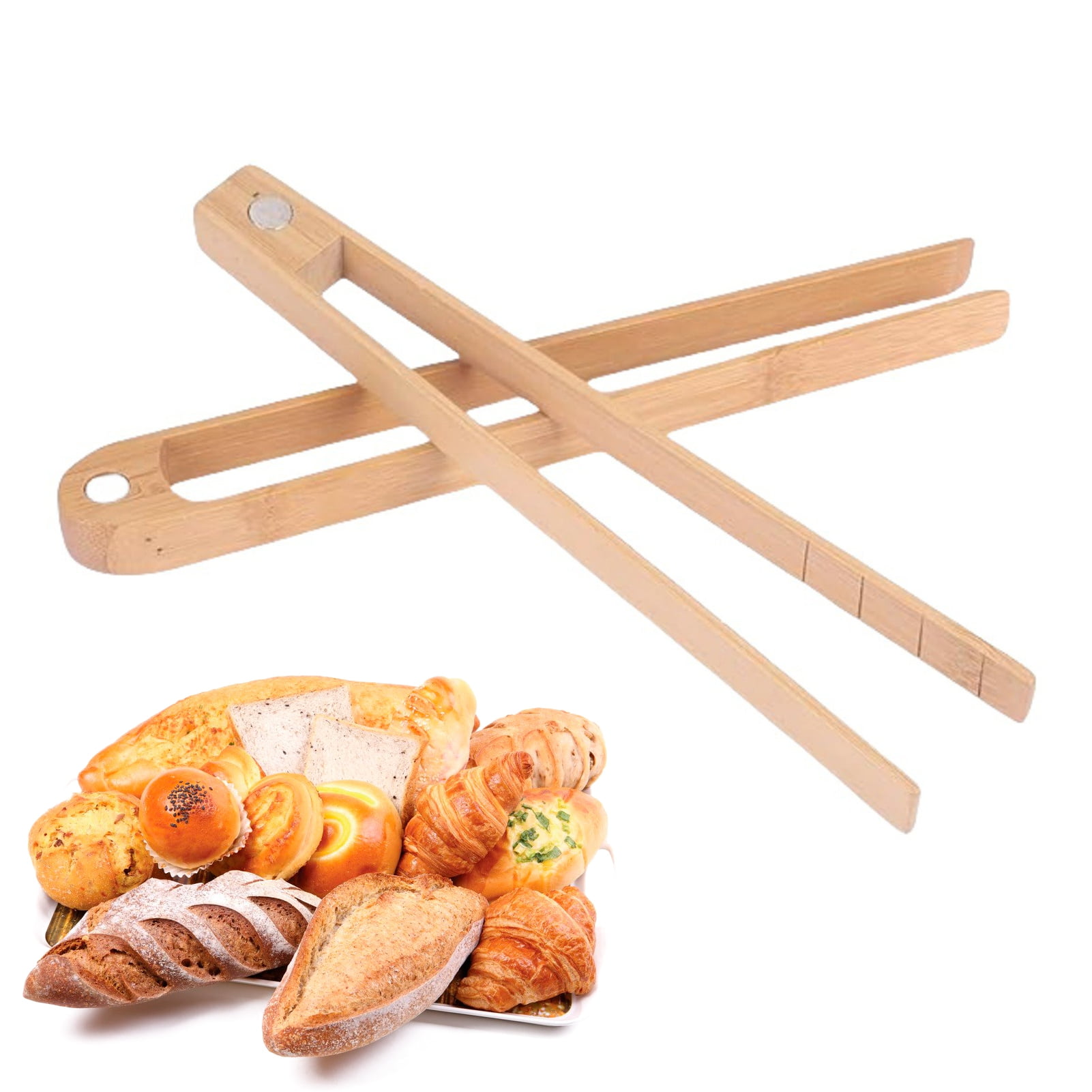 ZenCart Bamboo Toaster Tongs with Magnet 8.66 Inch Long Kitchen ...