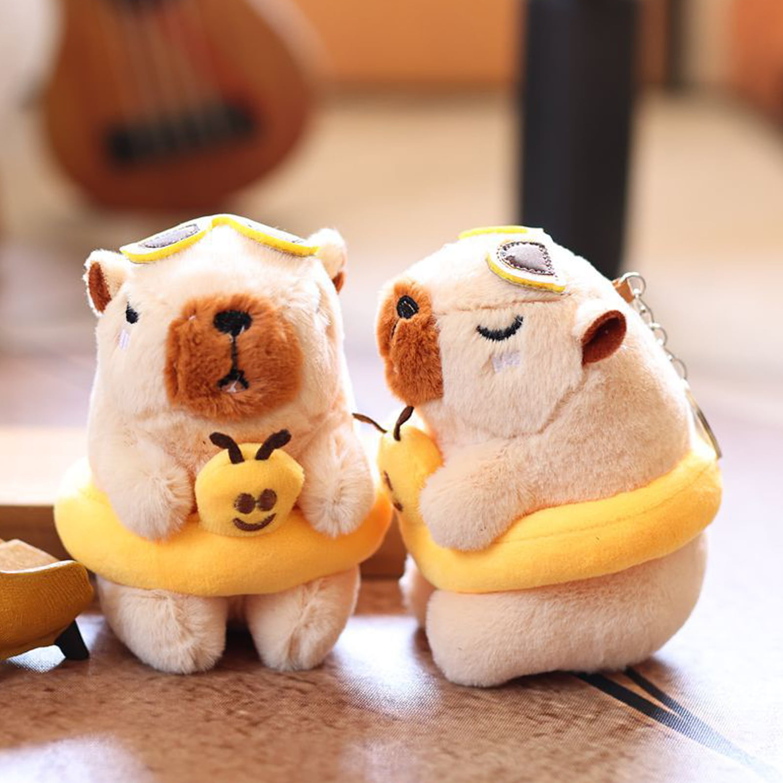 ZenCart Capybara Doll Pendant Fluffy Capybara Keychain with Swimming ...