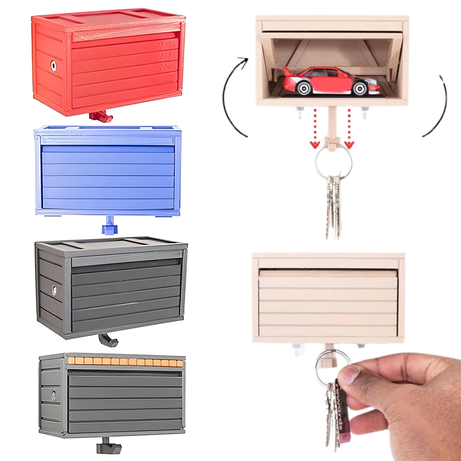 ZenCart Car Garage Key Holder with Opening Door Wall Mount Key ...