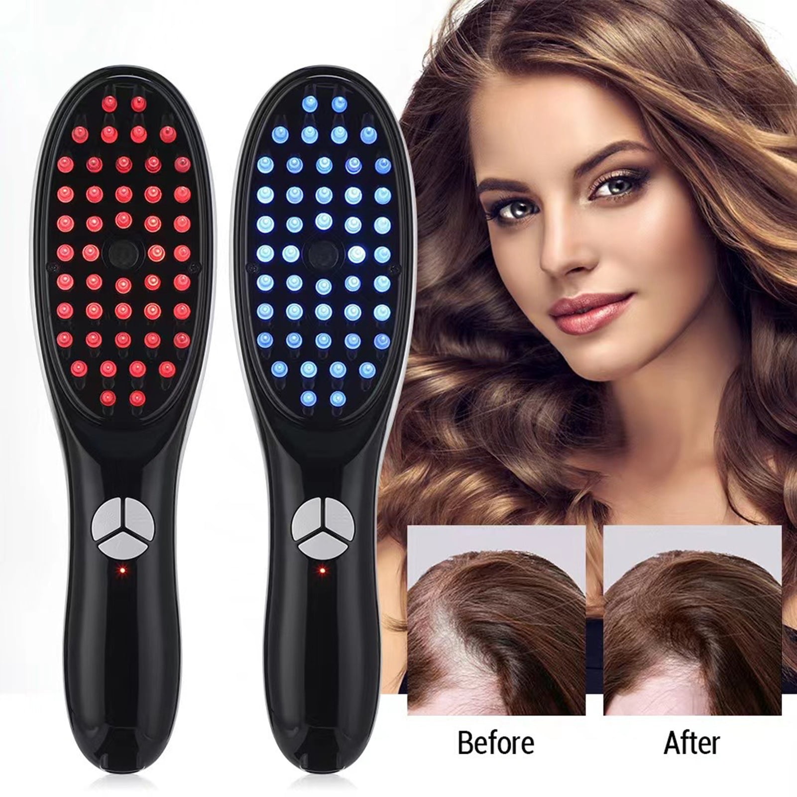 ZenCart Electric Hair Brush Blue Red Light Phototherapy Rechargeable ...