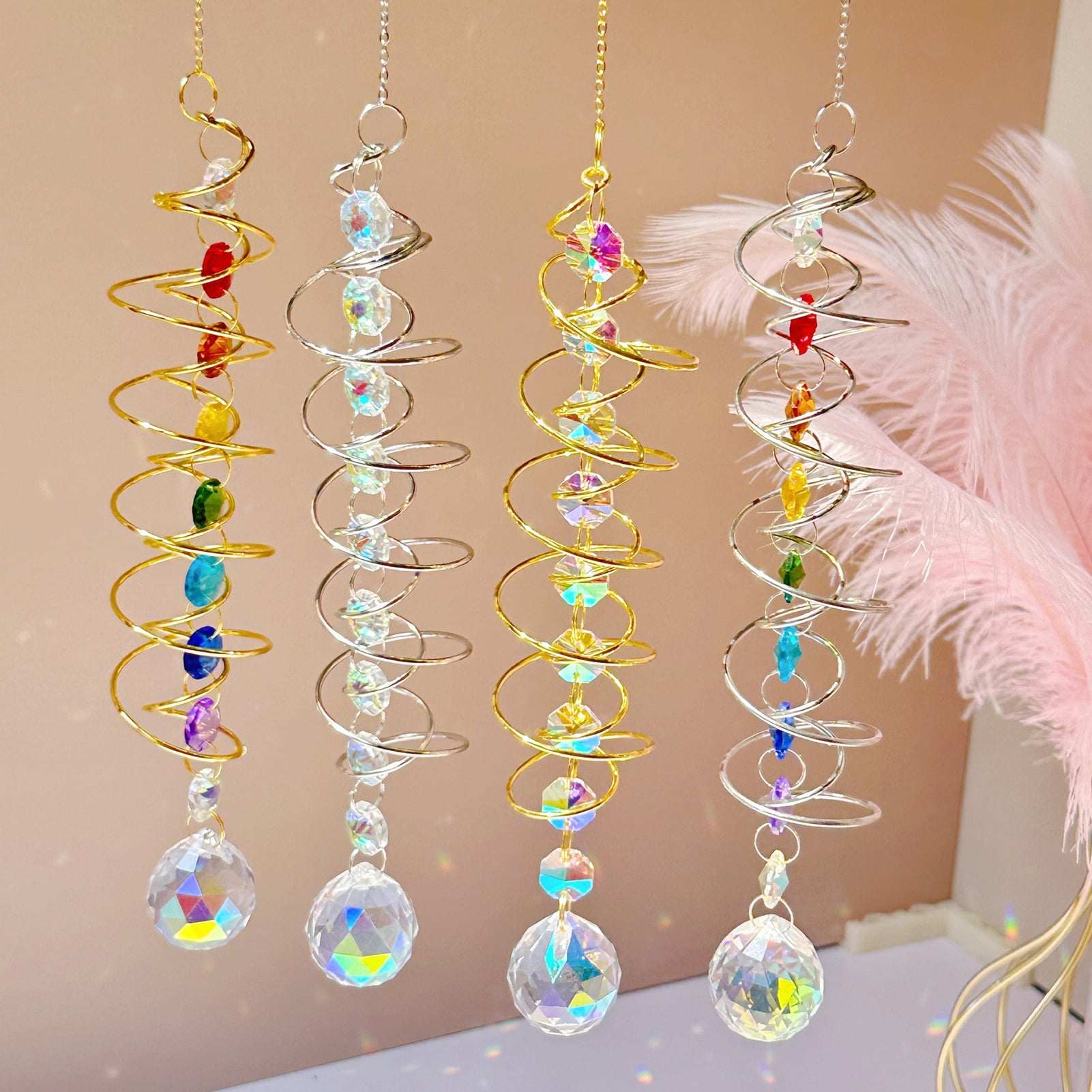 ZenCart Faux Crystal Ball Pendant Spiral Tail Decorative Hanging Wind ...