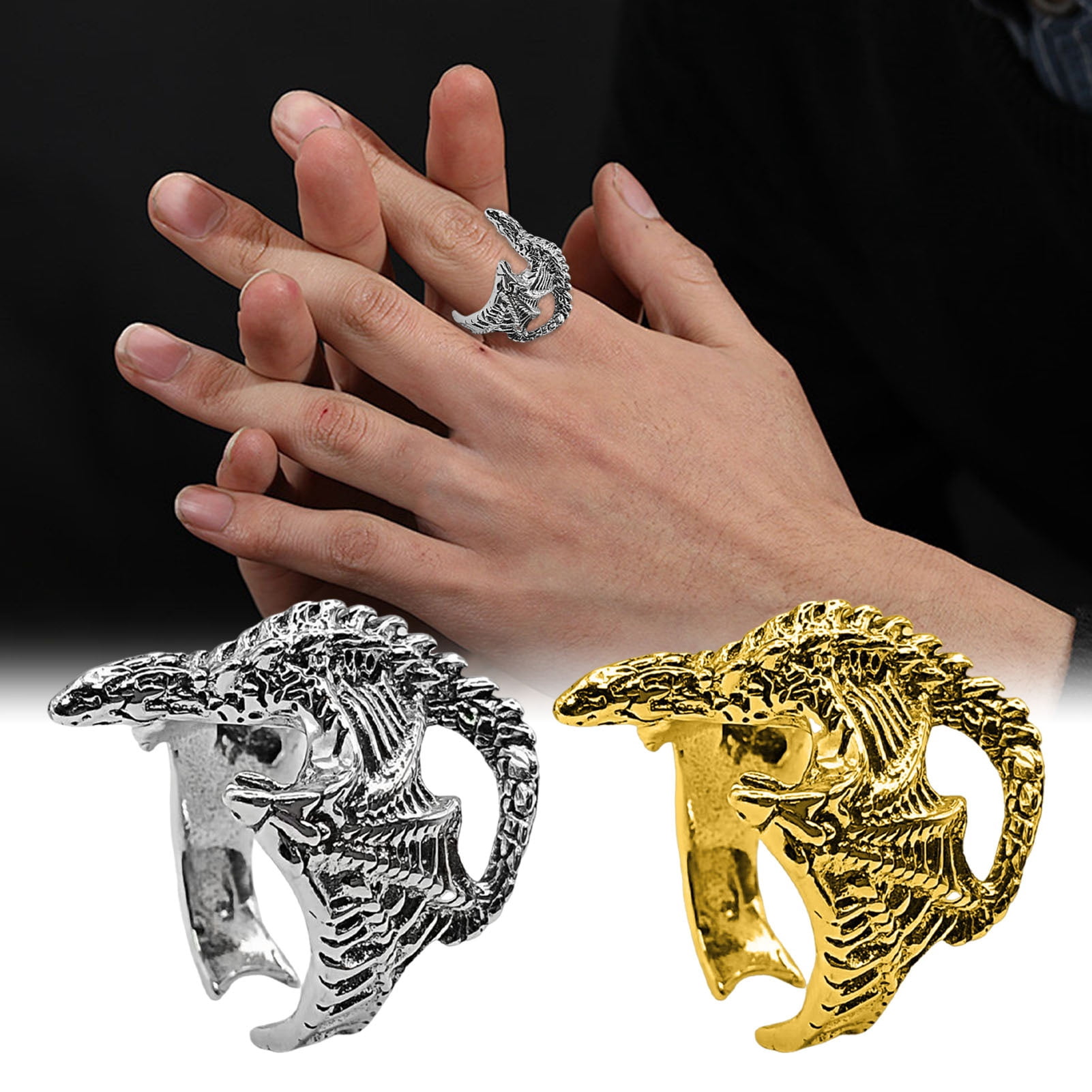 ZenCart Finger Ring 3D Dragon Shape Adjustable Opening Finger Band Hip ...