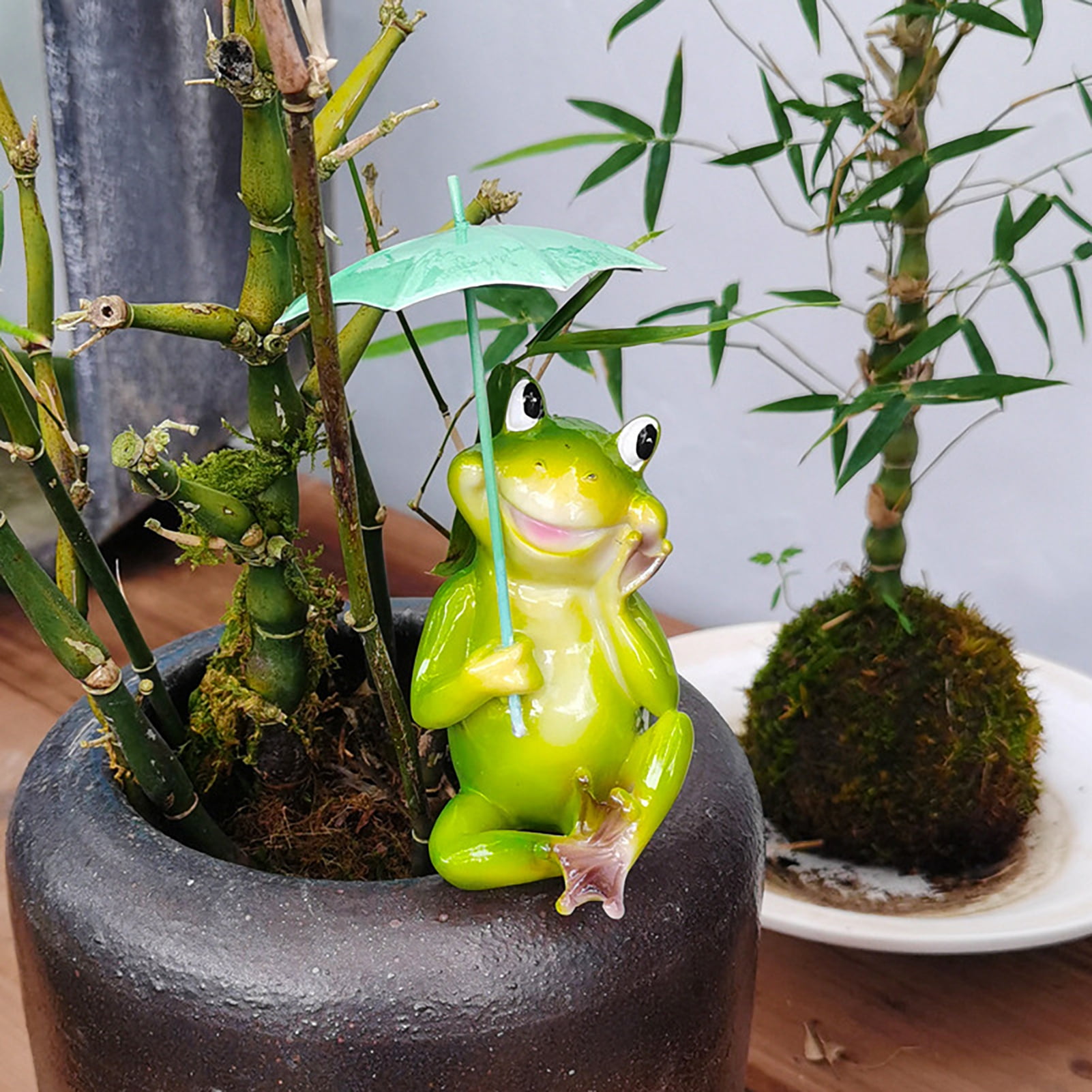ZenCart Frog Garden Statue Resin Frog Figurine with Umbrella Yard ...