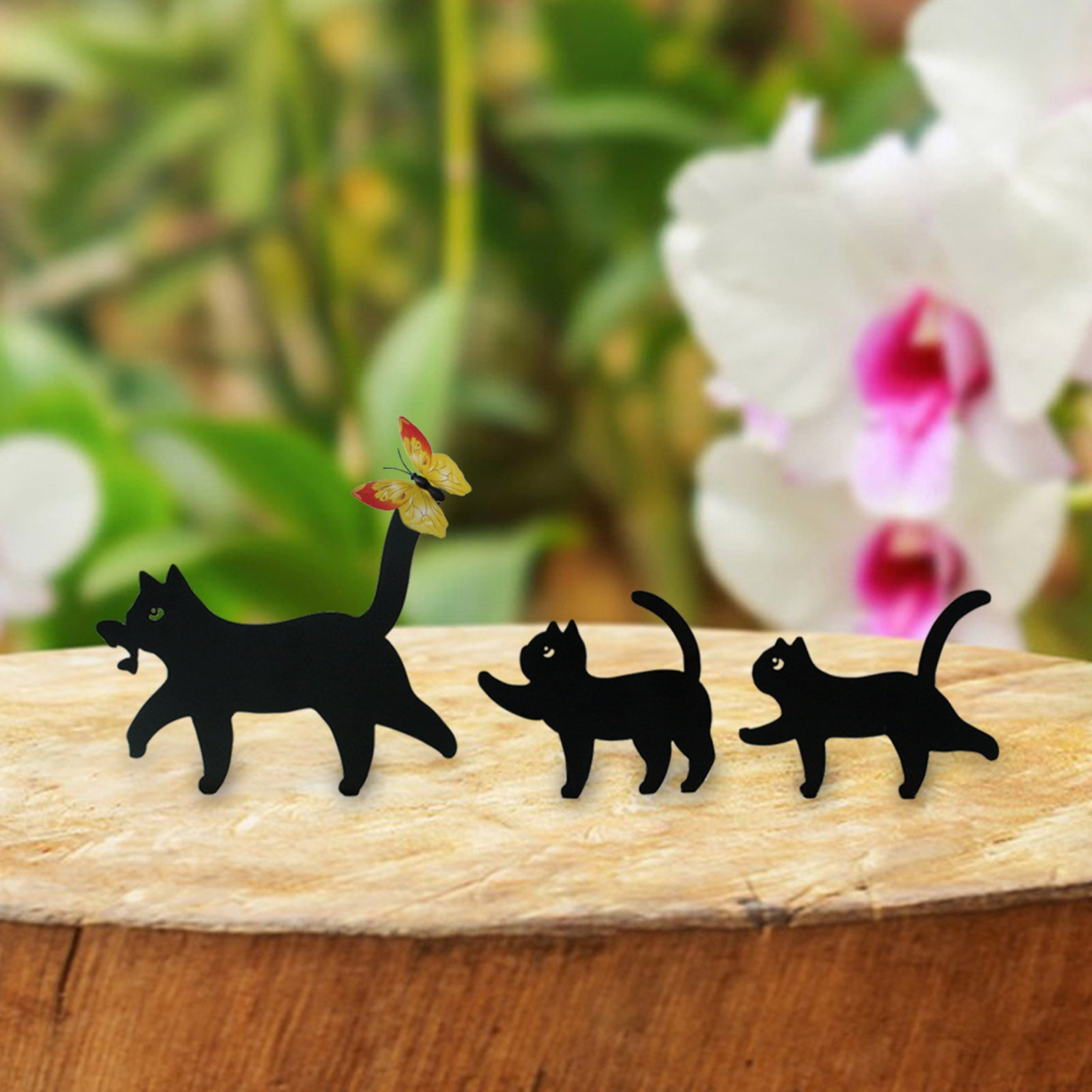 ZenCart Garden Cat Signs Metal Black Cat Silhouette Statues Bird ...