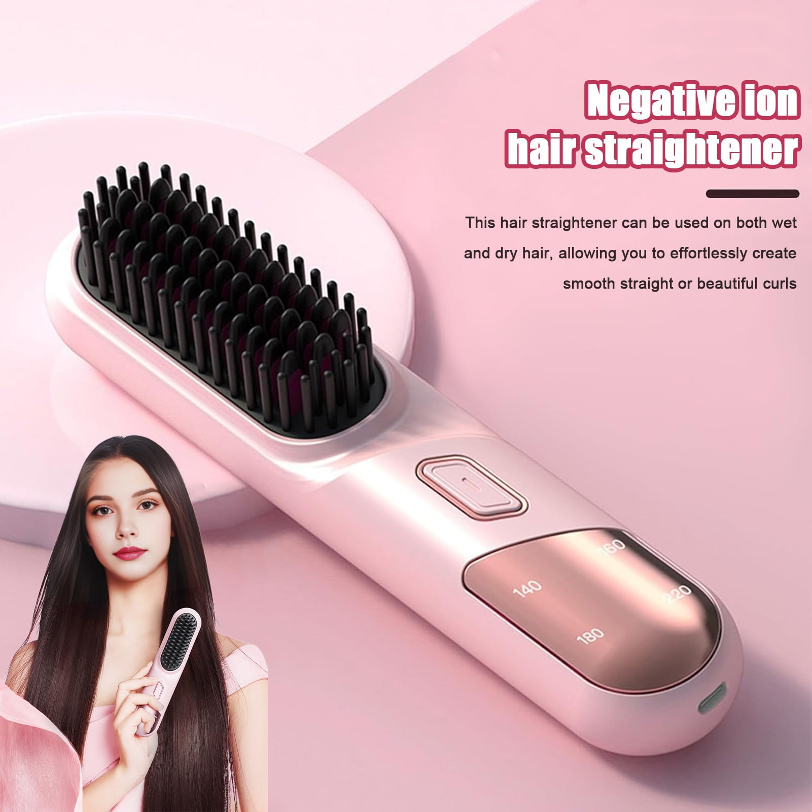 ZenCart Hair Straightener Brush 4 Temperatures Adjustable Fast Heating ...