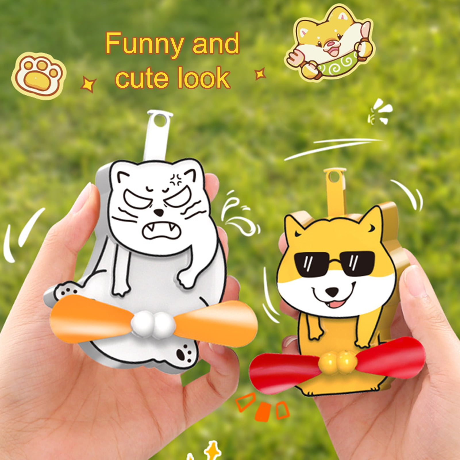 ZenCart Hand-Crank Fan Cartoon Handheld Fan Cute Animal Shapes Portable ...