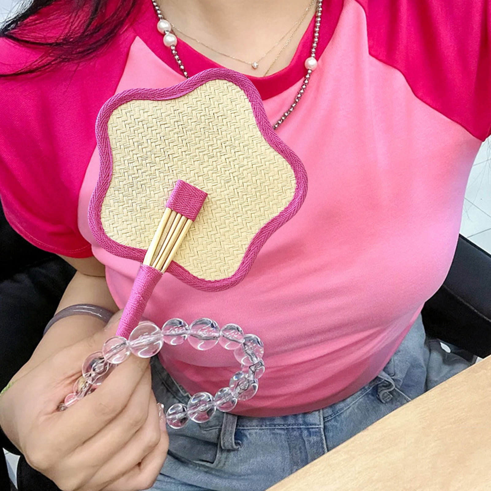 ZenCart Hand Weaving Fan Handmade Flower Shape Handheld Fan Chinese ...