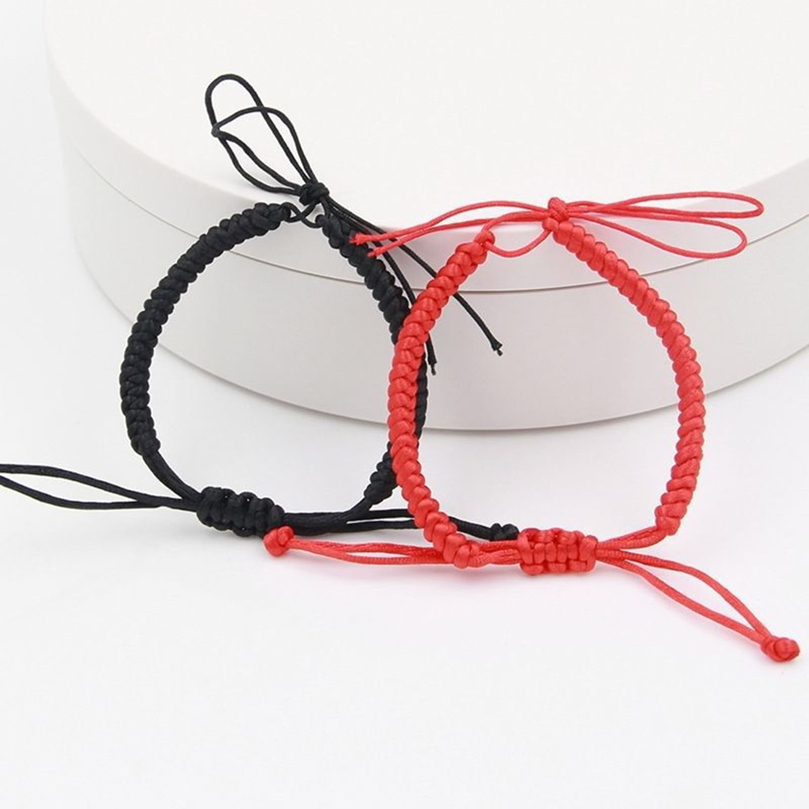ZenCart Handmade Braid String Bracelets Adjustable Red/Black Woven Rope ...