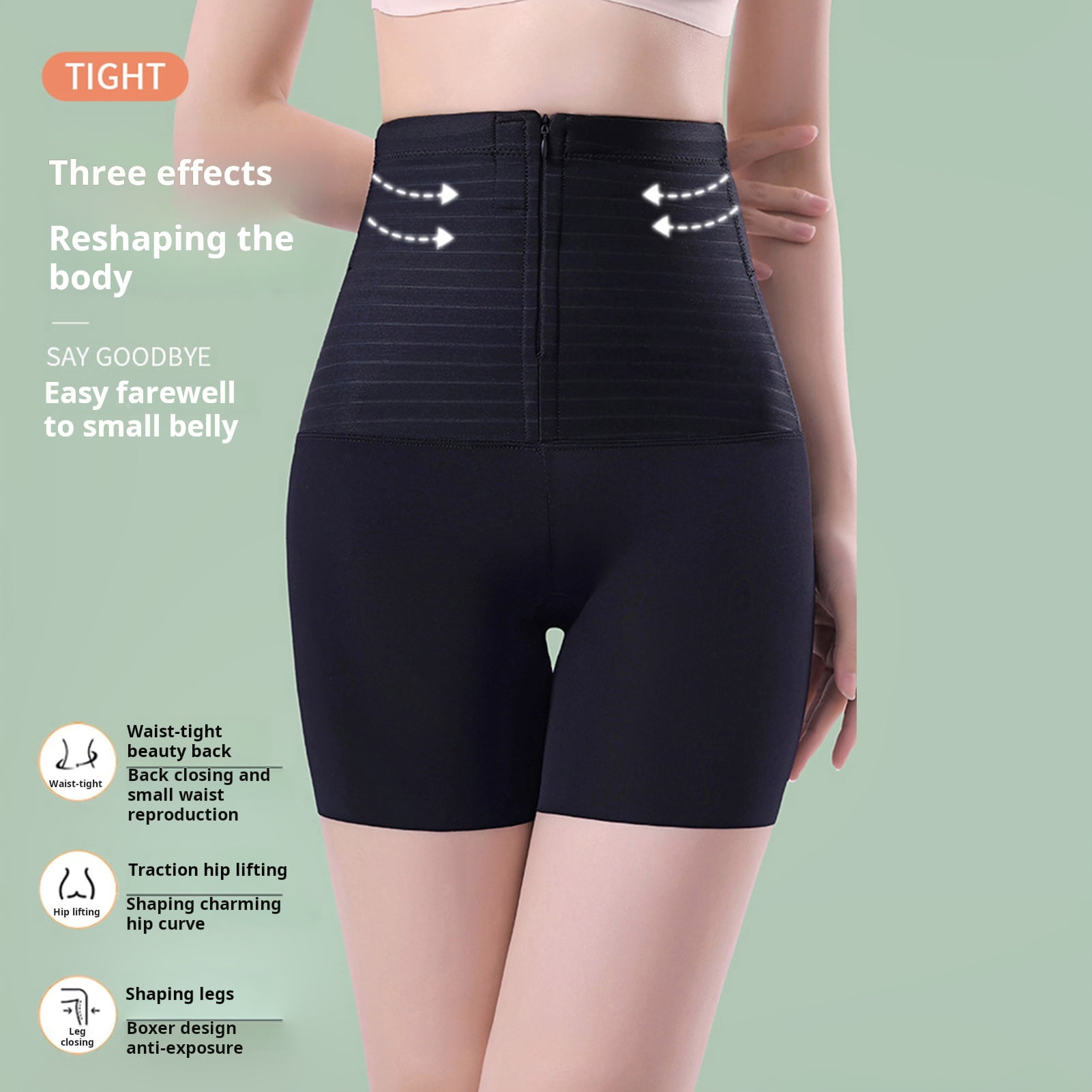ZenCart High Waist Shaping Pants Zipper Buckle Closure Tummy Control Anti-exposture Safety Pants ...