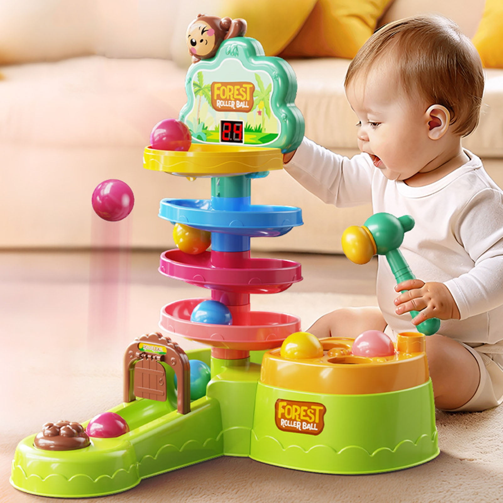 ZenCart Kids Ball Shoot Track Toy with Scoreboard Balls Hammer Ball ...