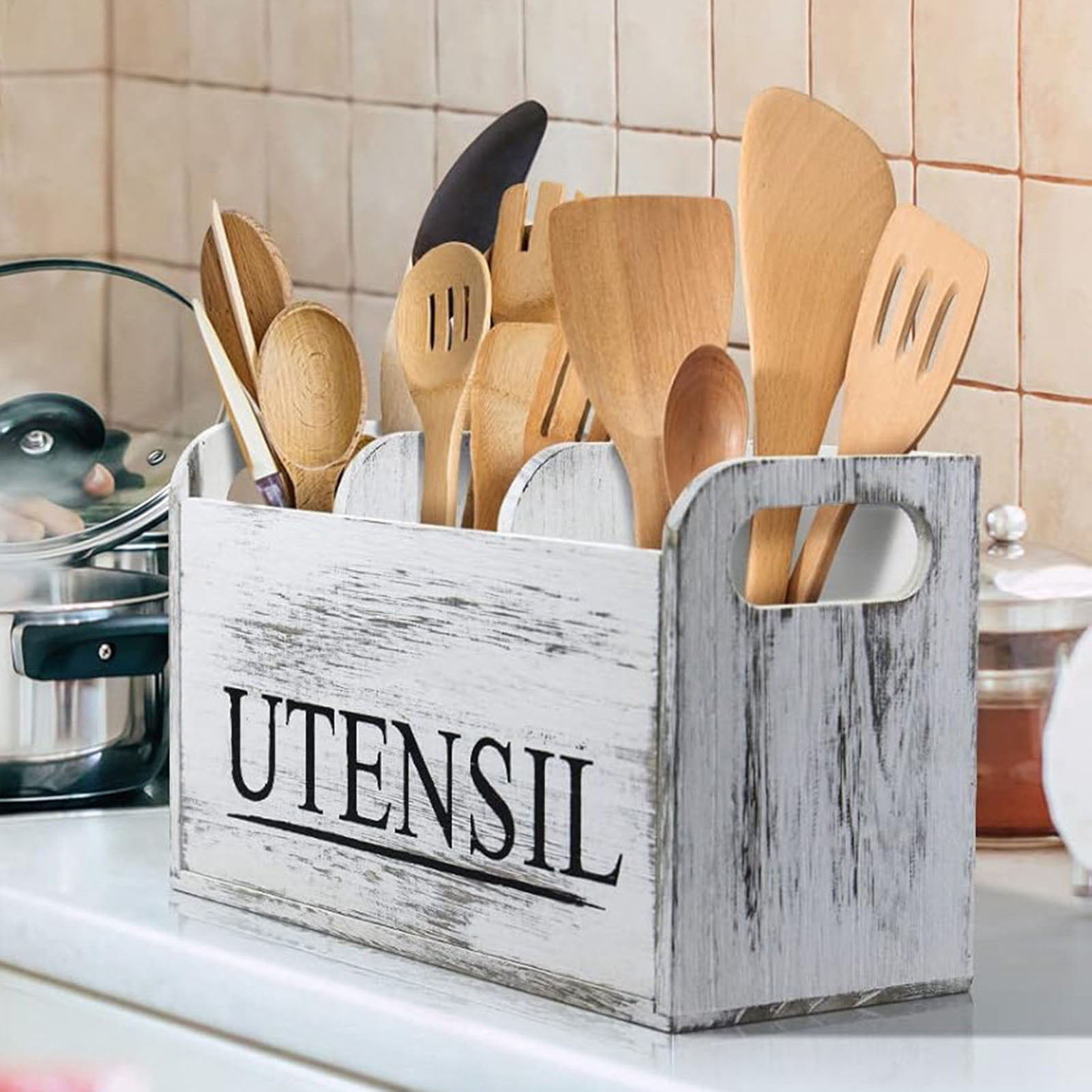 ZenCart Kitchen Utensil Holder with Handle Large Capacity Multipurpose ...