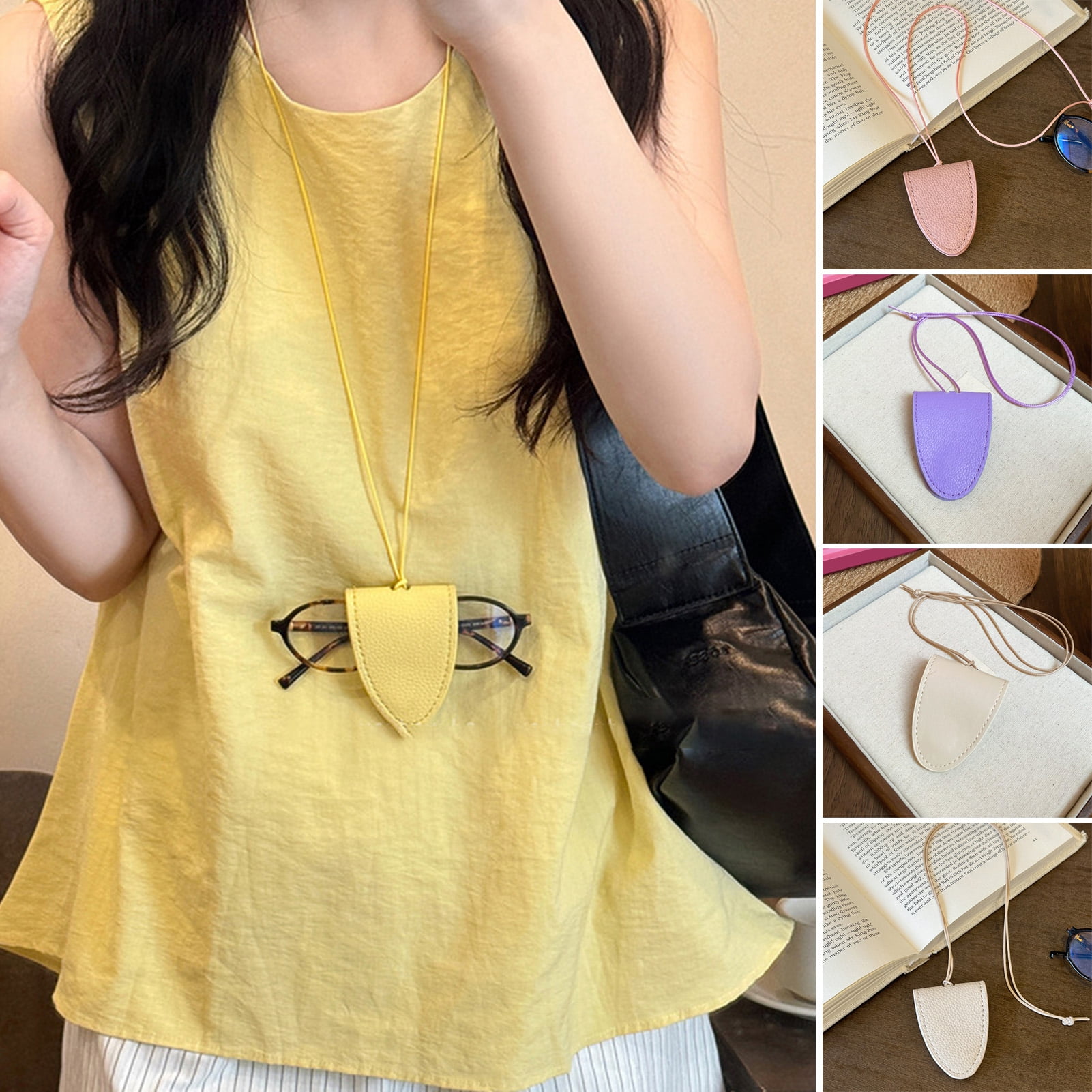 ZenCart Magnetic Eyeglass Holder Wearable Faux Leather Glasses Keeper ...