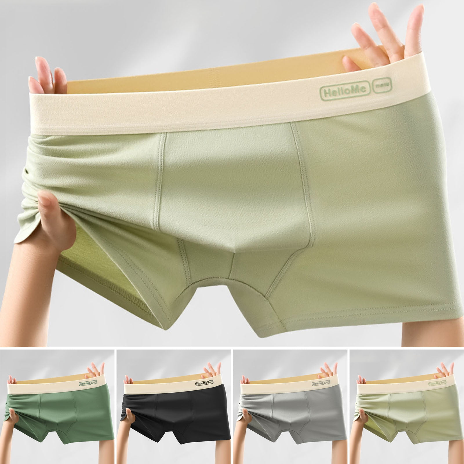 ZenCart Men Boxer Underwear Mid-rise Elastic Waist U-Convex Shorts ...