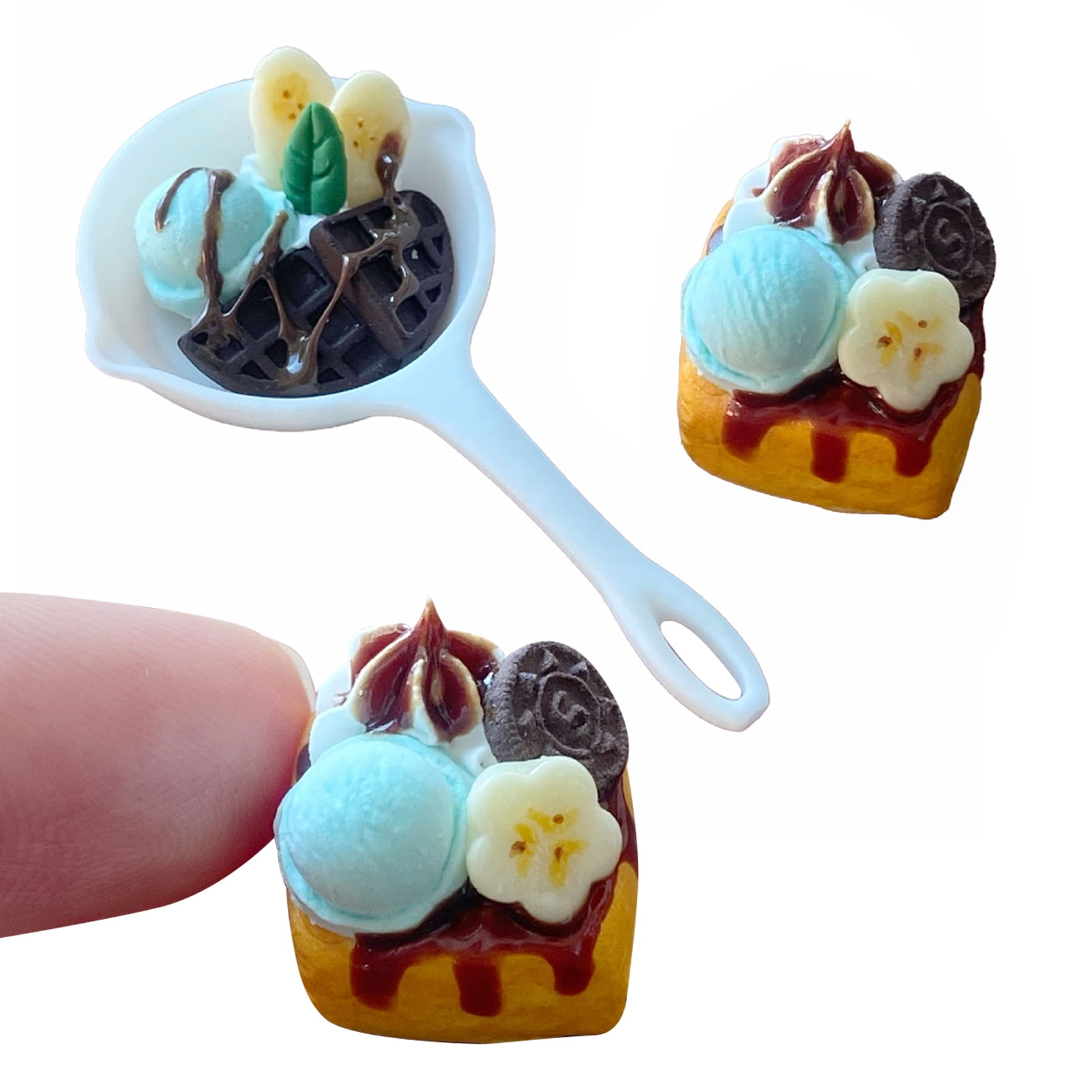 ZenCart Mini Waffle Model Resin Ice Cream Chocolate Waffle Miniature ...