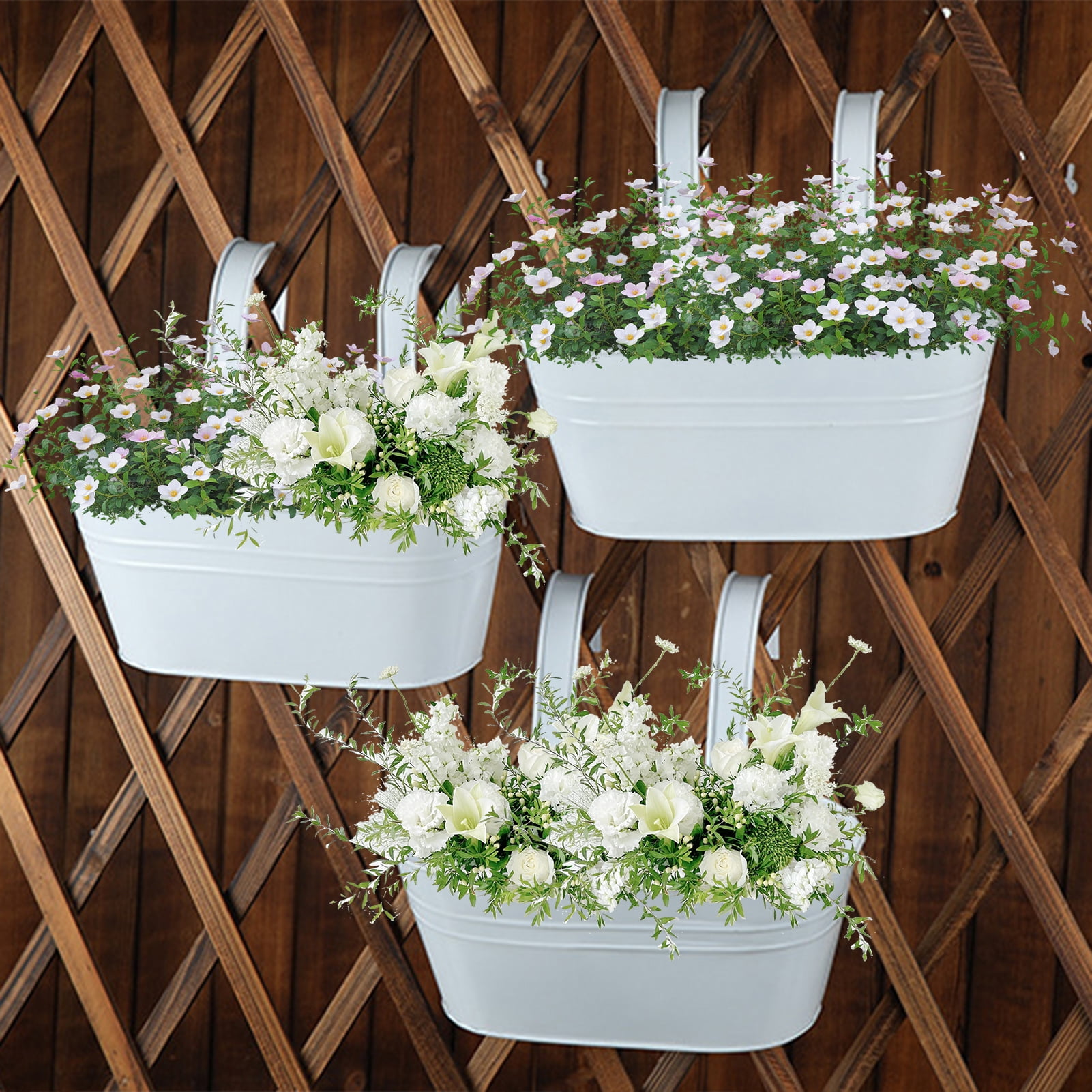 ZenCart Over Fence Planter Iron Hanging Flower Pot Railing Planter with ...