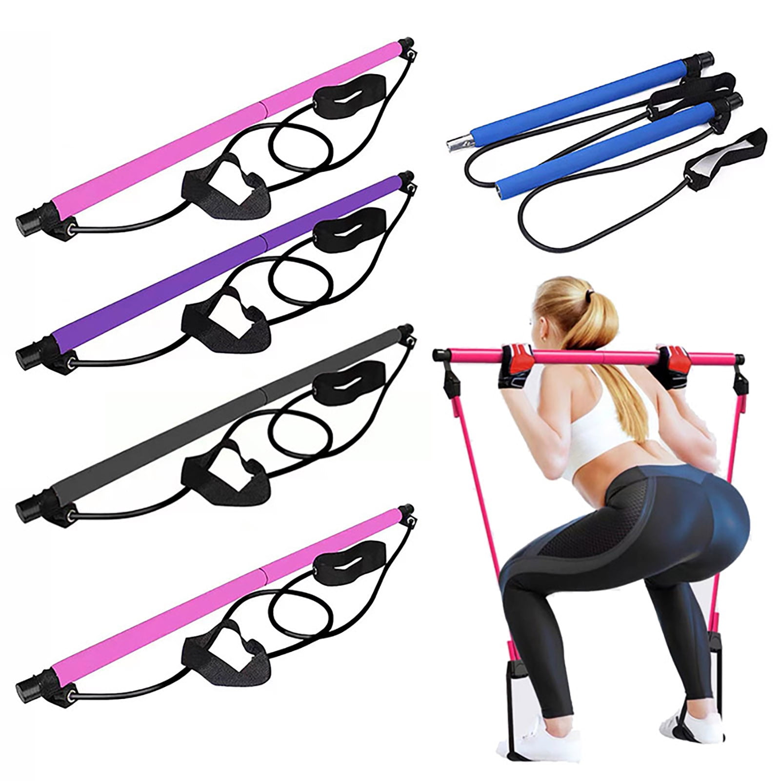 ZenCart Pilates Bar with Resistance Band Strength Training Body ...