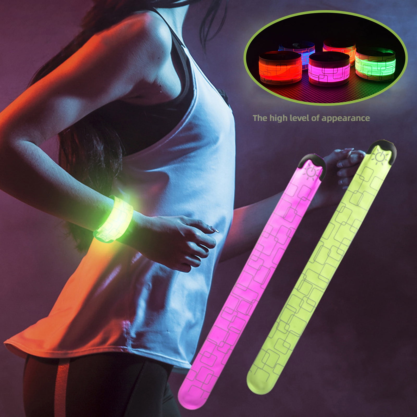 ZenCart Rechargeable LED Armband Running Slap Glow Bracelets LED Light Up Wristband for Night ...