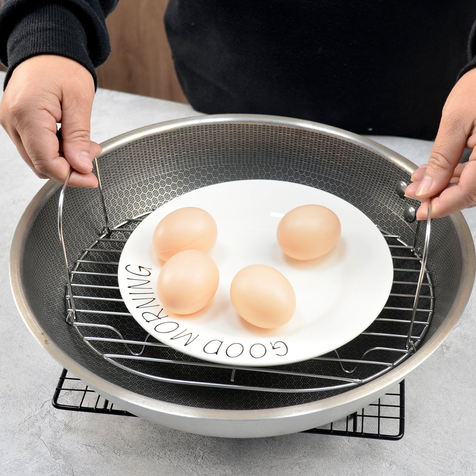 ZenCart Roasting Rack Stainless Steel Steaming Rack with Handle Oval ...