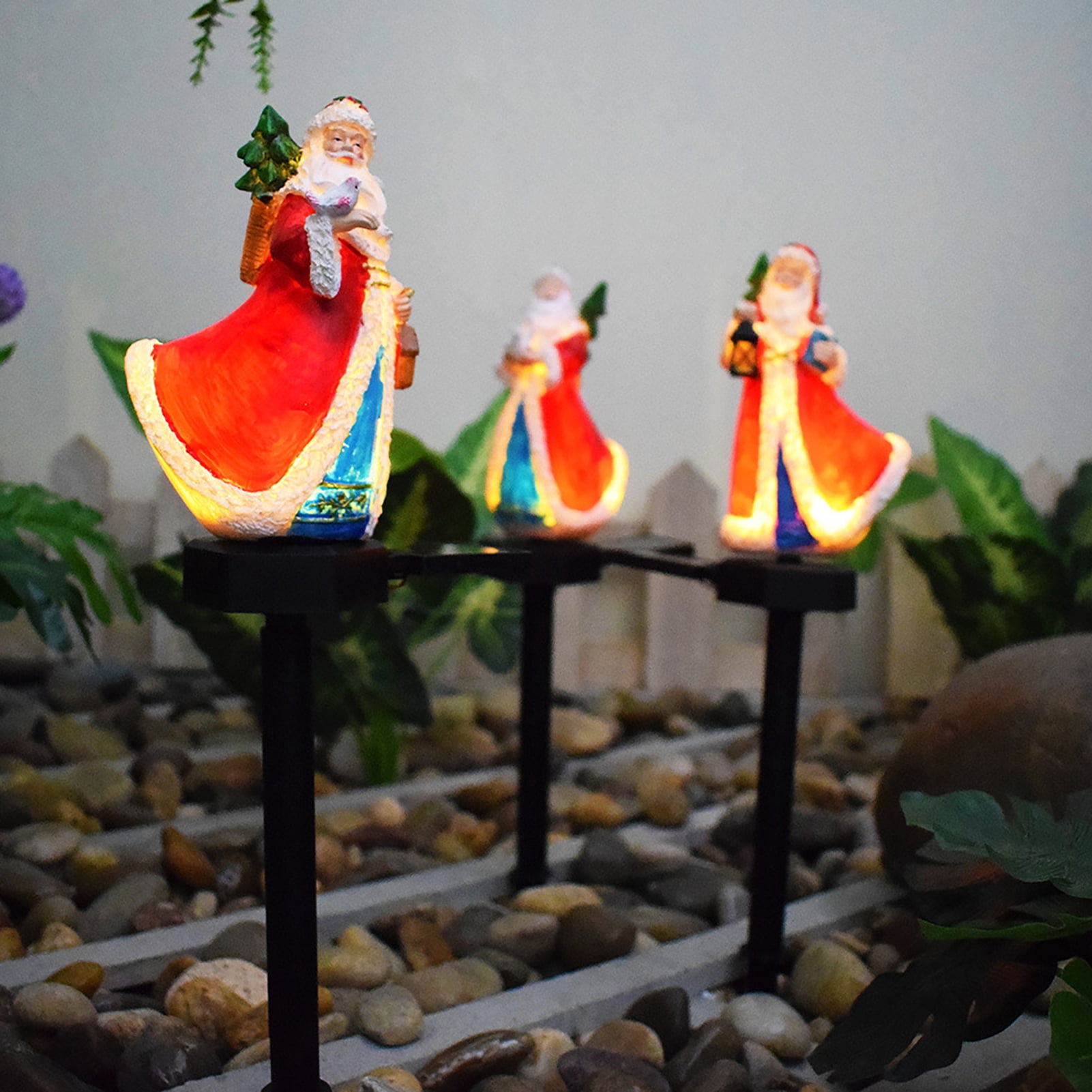ZenCart Santa Claus Solar Lights Resin Santa Figurine Waterproof ...