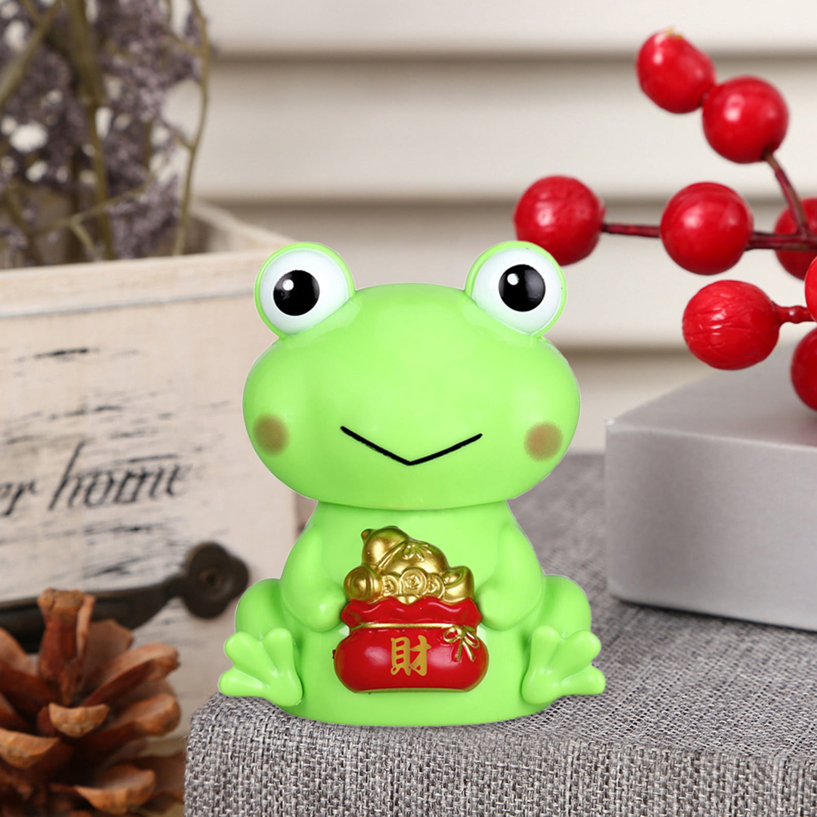 ZenCart Solar Fortune Frog Statue 3D Cartoon Luck Frog Decoration Solar ...