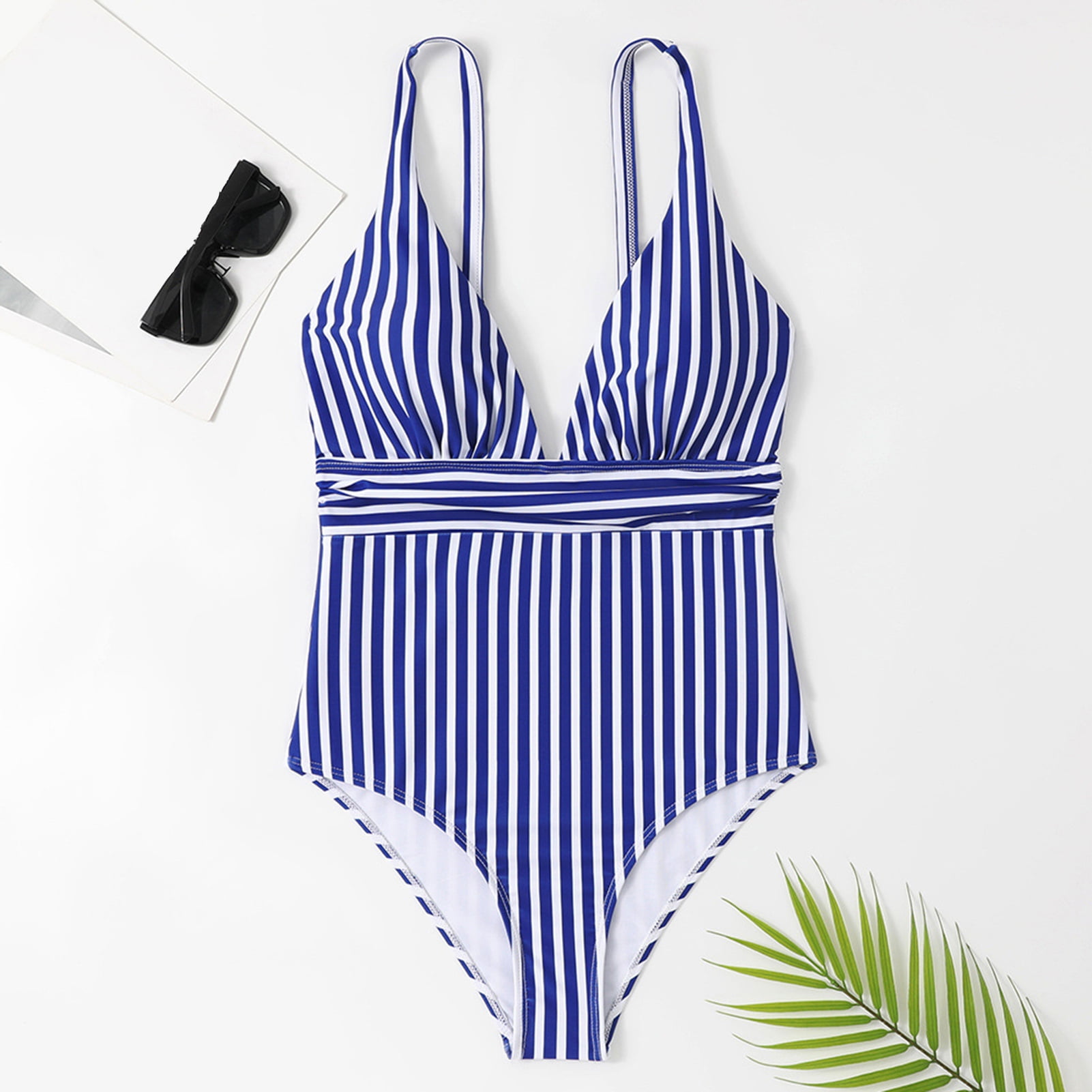 ZenCart Summer Monokini V-neck Sling Backless One-piece Bikini Striped ...