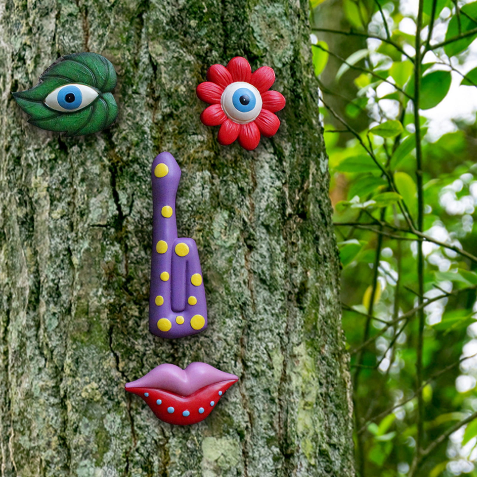 ZenCart Tree Faces Decor Outdoor Resin Tree Face Decoration Colorful ...