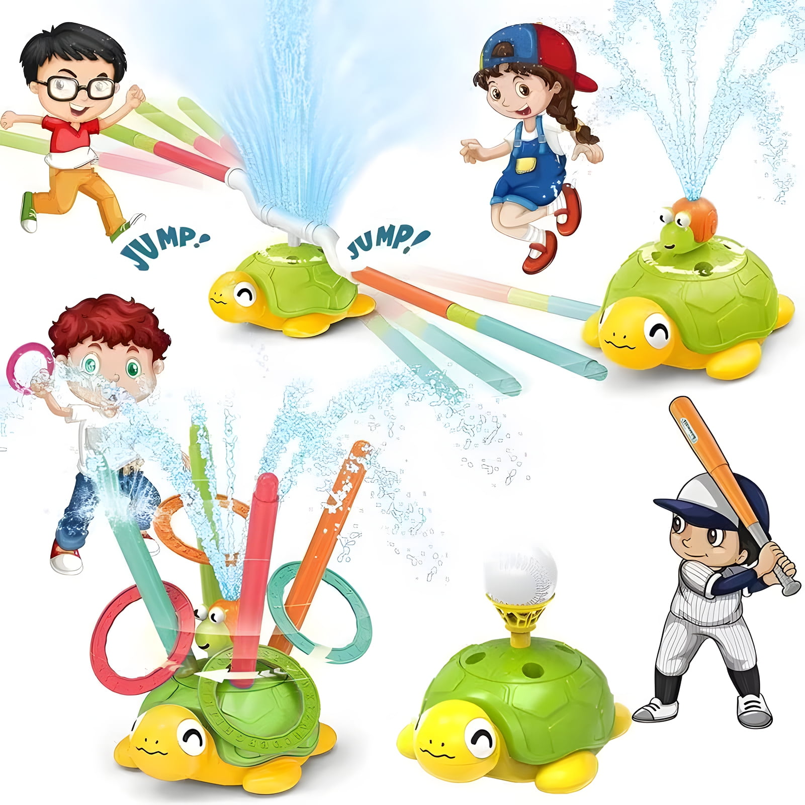 ZenCart Turtle Water Sprinkler Toys for Kids Ball Scoop Toss Rings And ...