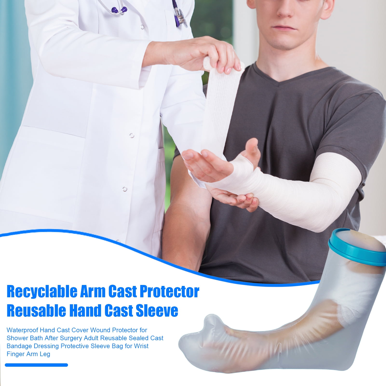 ZenCart Waterproof Hand Cast Cover Wound Protector for Shower Bath After Surgery Adult Reusable ...