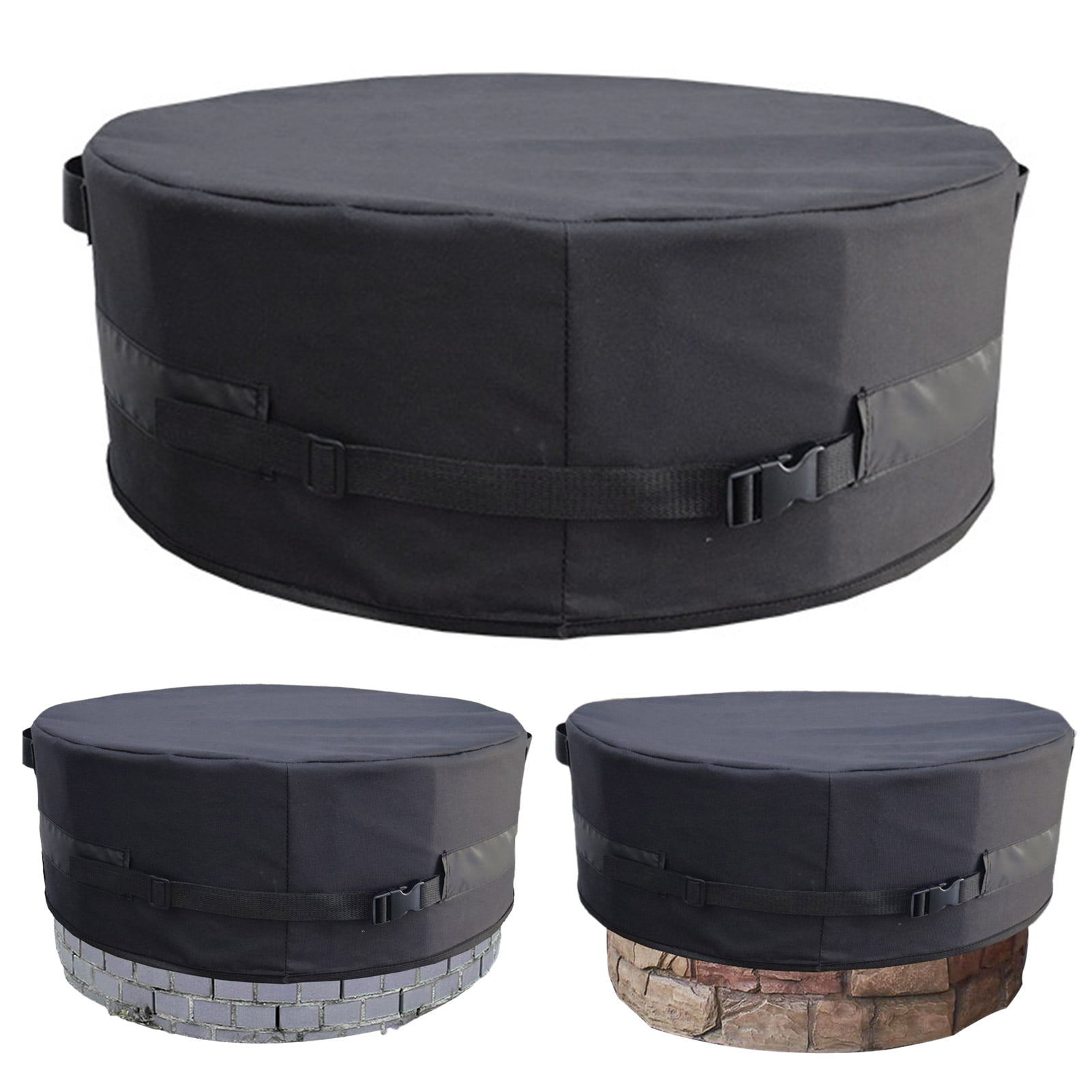 ZenCart Waterproof Round Firepit Cover 600D Oxford Fabric UV-Resistant ...