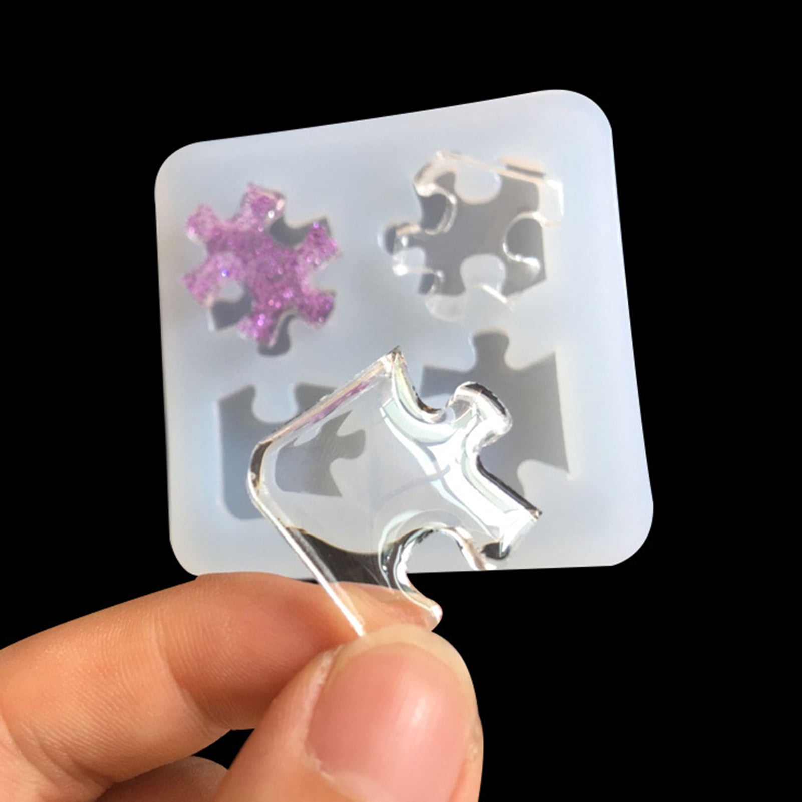 ZenCea Resin Epoxy Mold Transparent Jigsaw Pattern Silicone 4 Grids ...