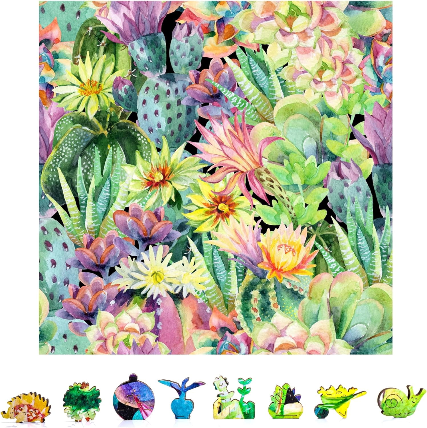 ZenChalet Garden Succulents , Wooden Puzzle for Adults - Premium Wood ...