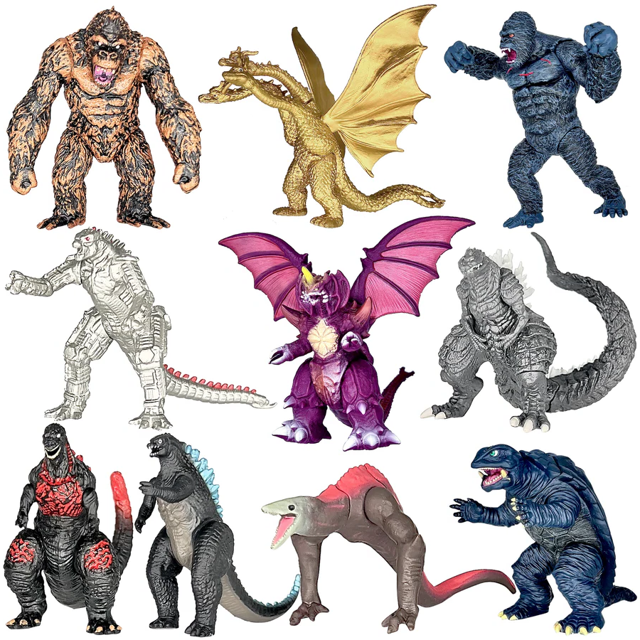 ZenHarbor Set of 10-Piece Godzilla vs. Kong Action Figure Set – Movable Joints, Cake Toppers ...