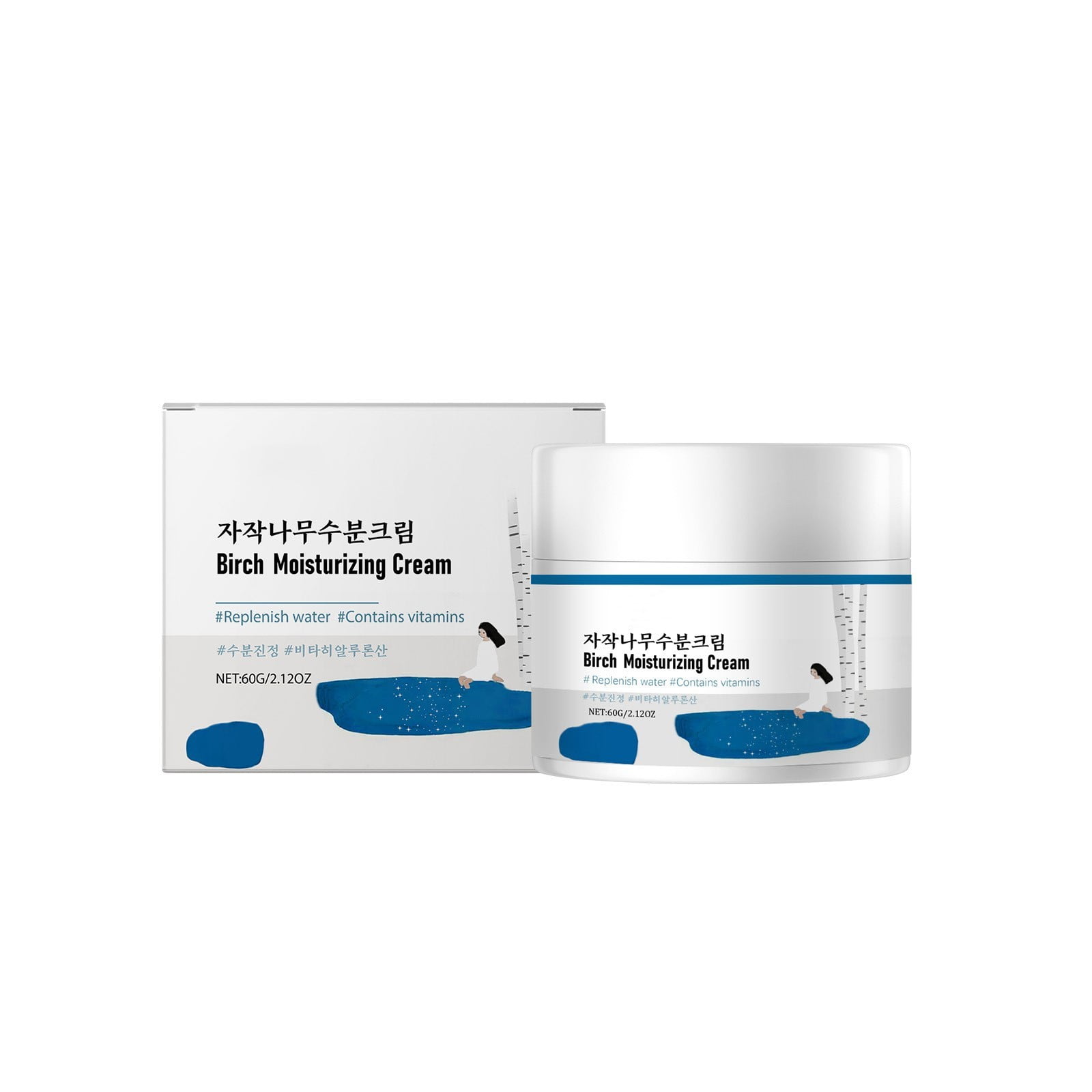 ZenNest Birch Juice Moisturizing Cream, 48-Hour Deep Hydrating Face Moisturizer with round Birch ...