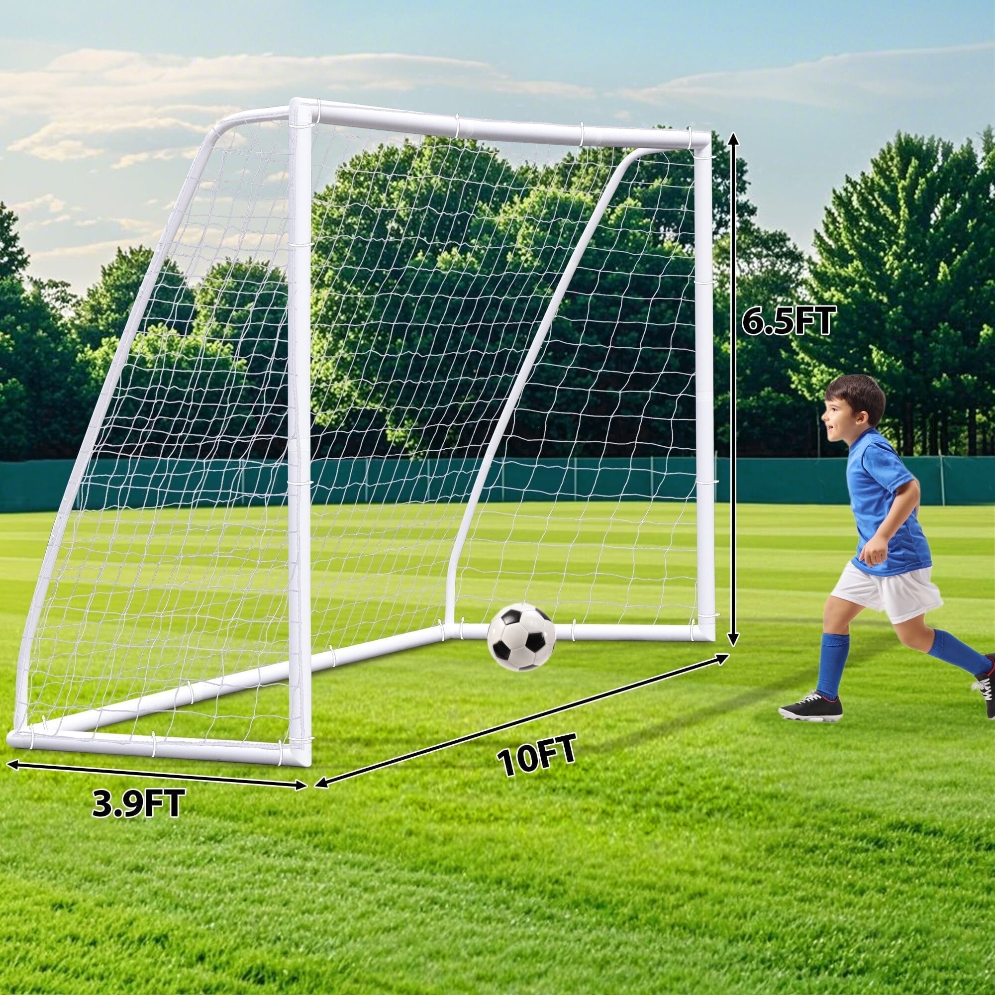 ZenSports 10FT x 6.5FT Portable Soccer Goal Net PVC Frame Adult Kids ...