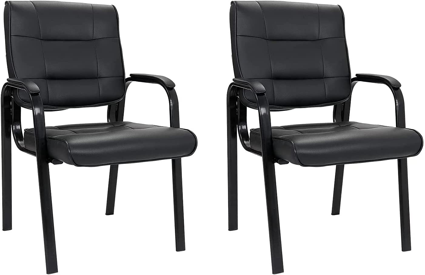ZenSports Set of 2 Office Lobby Bonded Leather Side Chair, Ergonomic ...