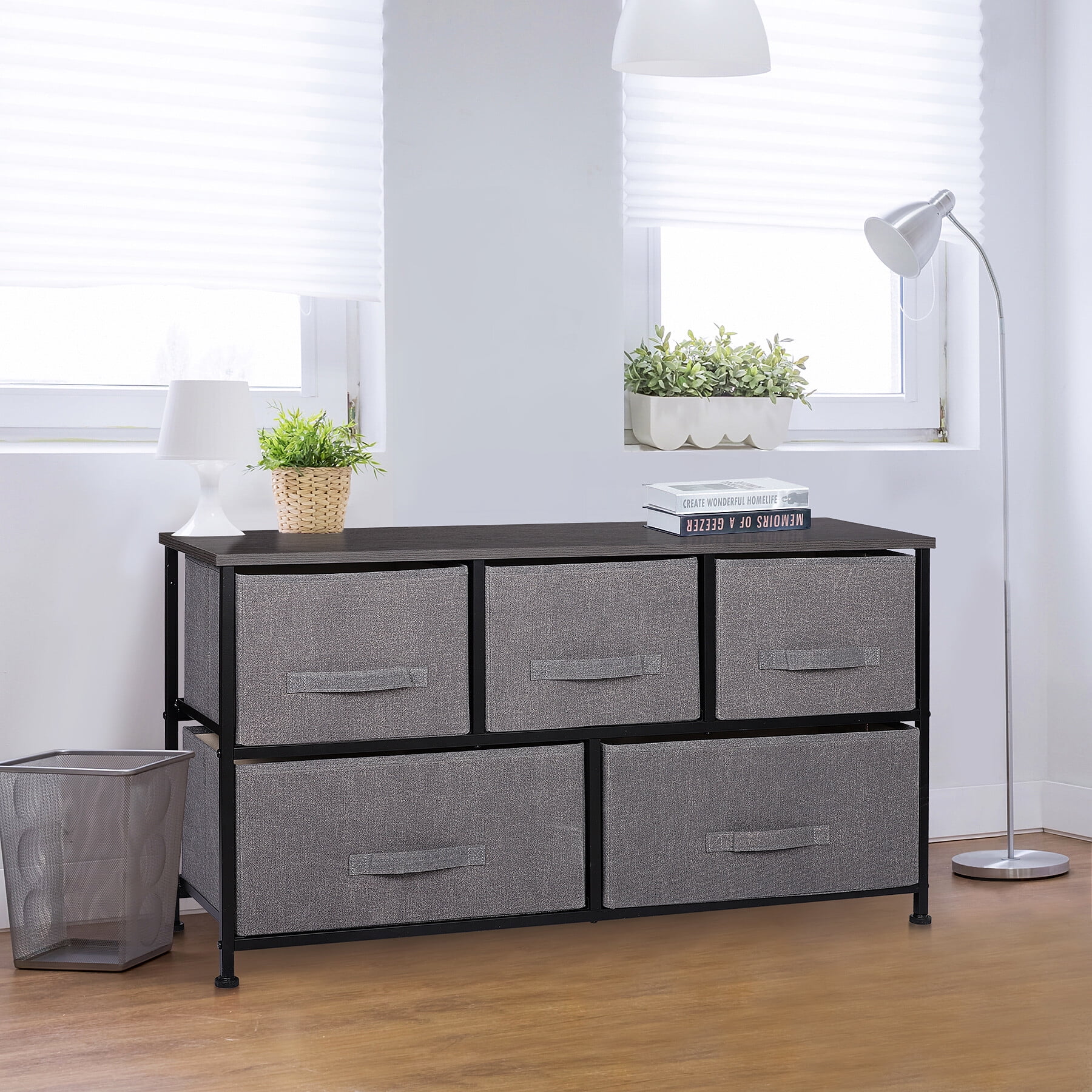 ZenSports 5 Drawer Fabric Storage Dresser, Deep Chest Organizer Light ...