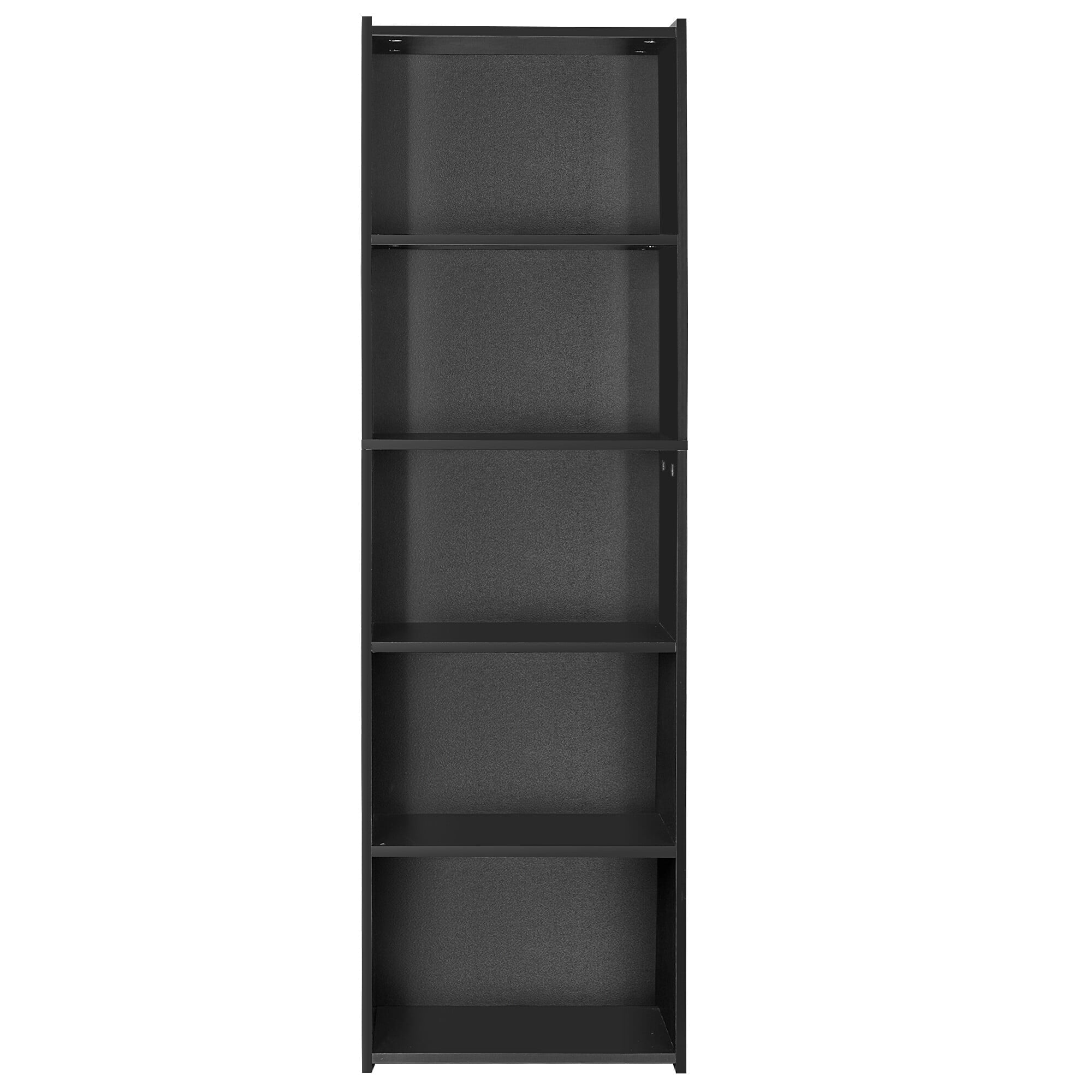 "ZenSports Black 5-Shelf Narrow Bookcase, Small Modern Bookshelf, 15.75 ...