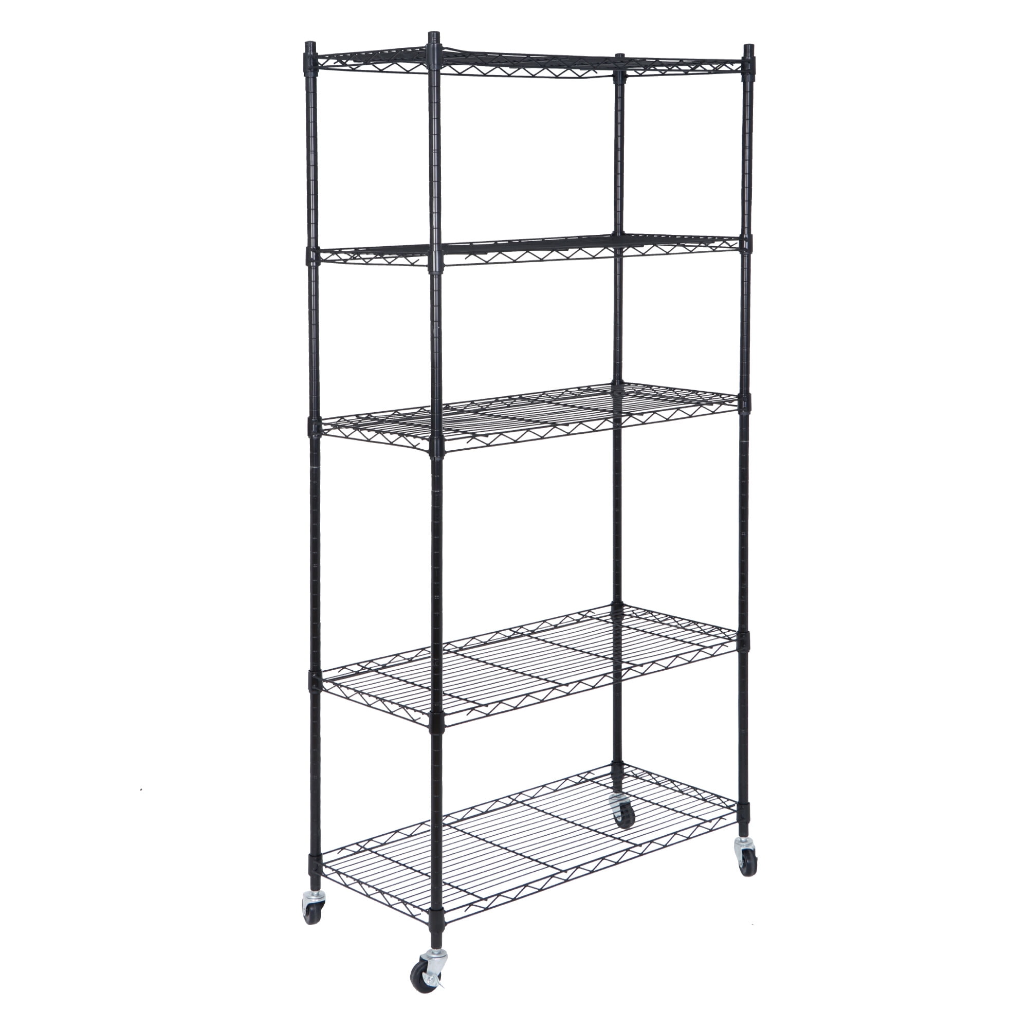 ZenSports 5-Tier 300LBS Steel Wire Shelving Unit with Wheels for ...