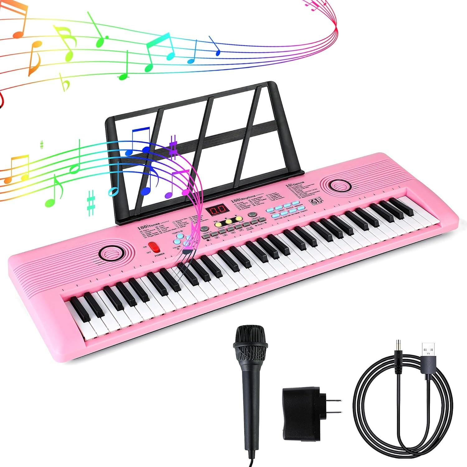 ZenSports 61-Key Portable Electronic Keyboard Piano Set Height ...
