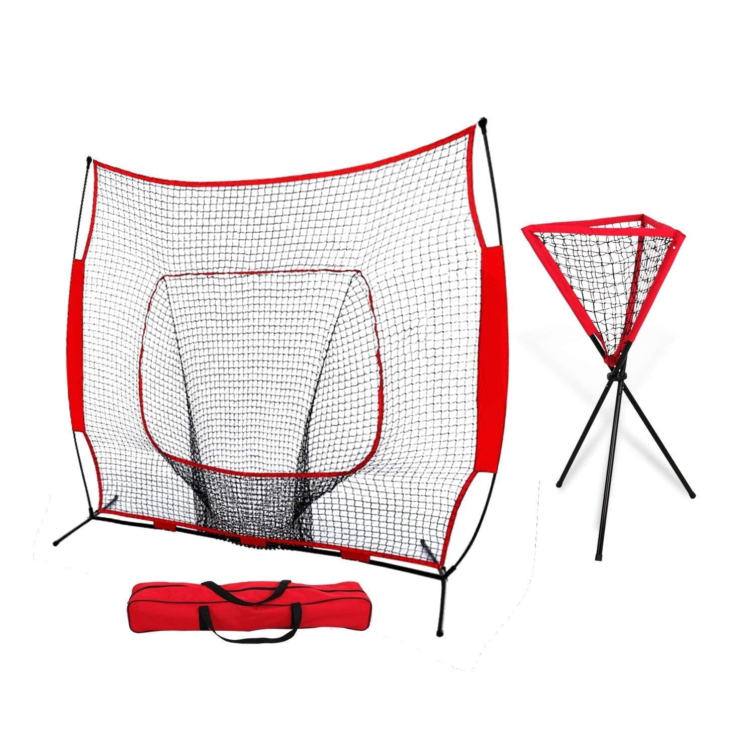 ZenSports 7'x7' Portable Baseball Softball Practice Net + Tripod Ball ...