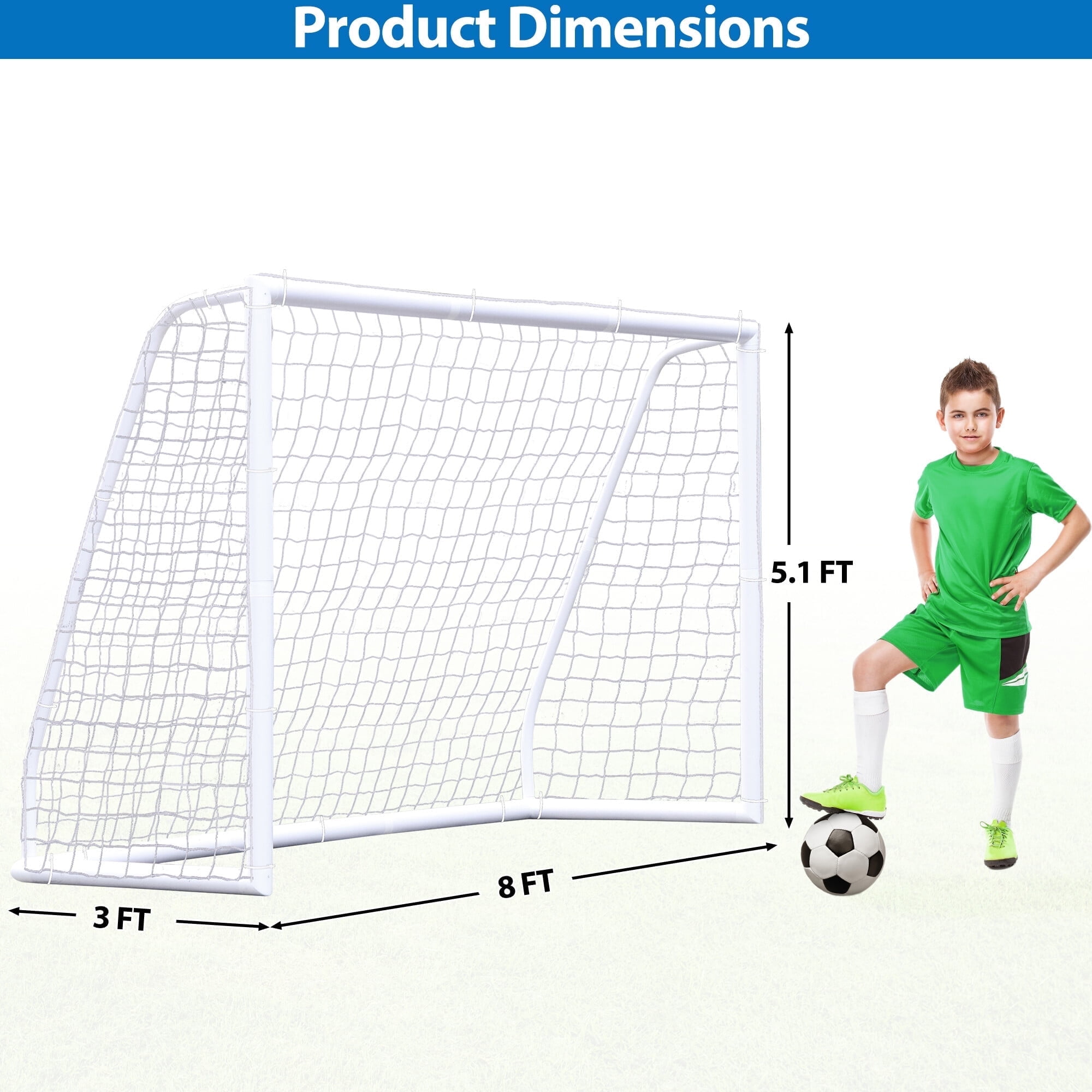 ZenSports 8FT x 5FT Portable Soccer Goal Net PVC Frame Adult Kids ...