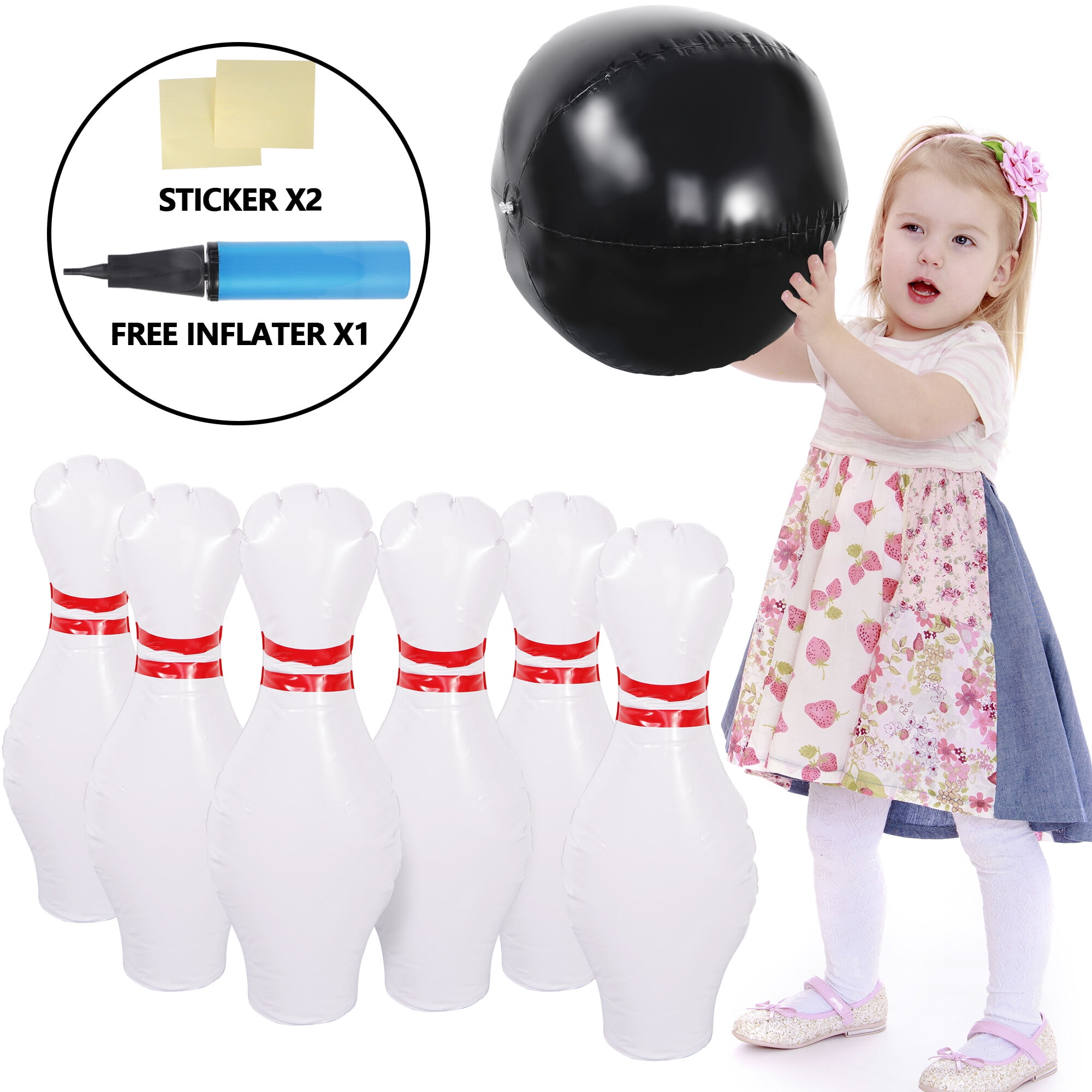 ZenSports Inflatable Kid Bowling Set – 6 Pins & 1 Ball for Indoor ...