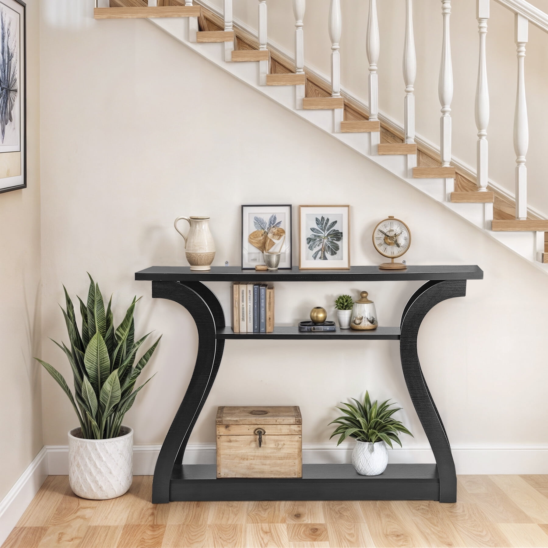 ZenSports Narrow Console Sofa Table 47'' Modern MDF Entryway Table Black - Walmart.com