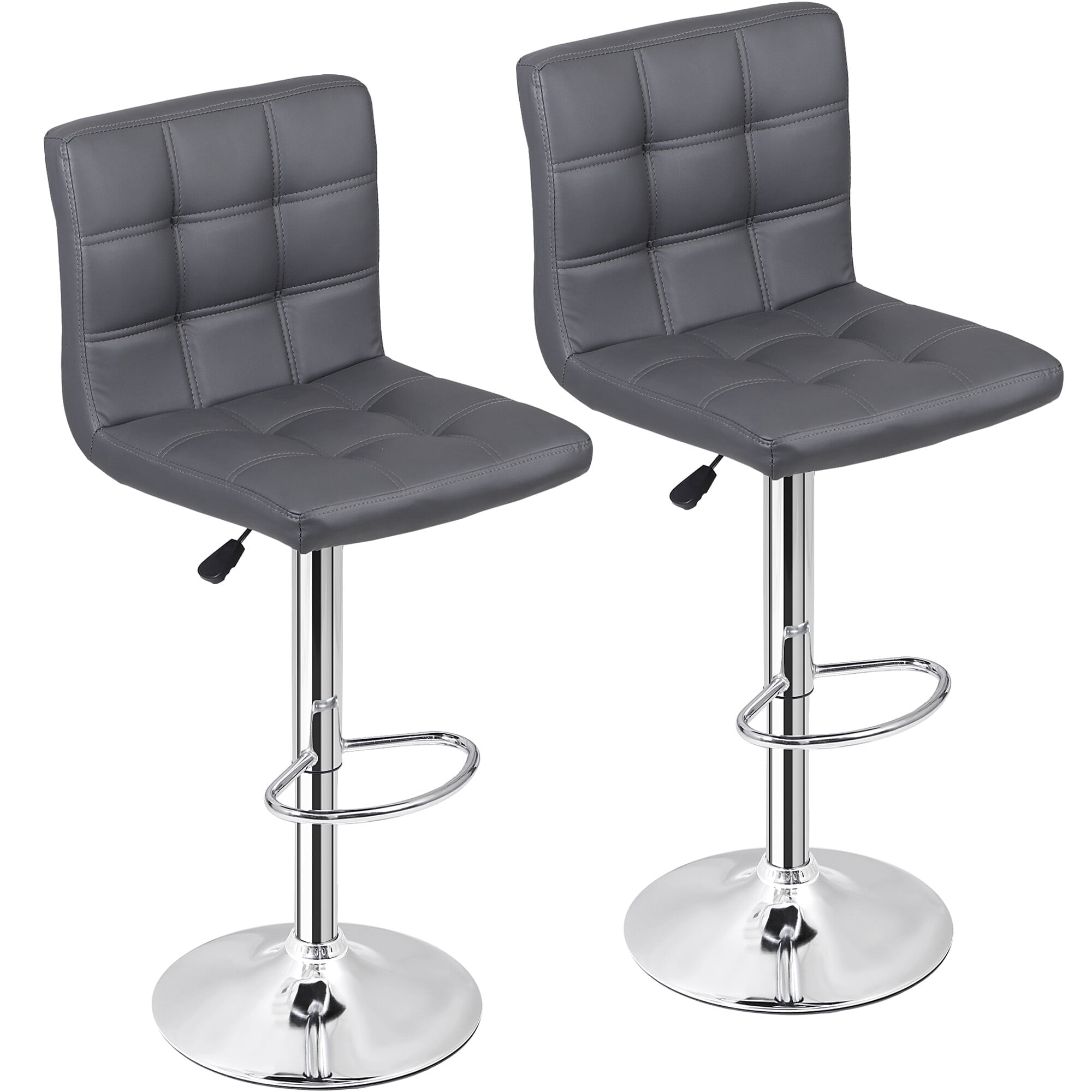 ZenSports Set of 2 Height Adjustable Swivel Bar Stool PU Leather Indoor ...