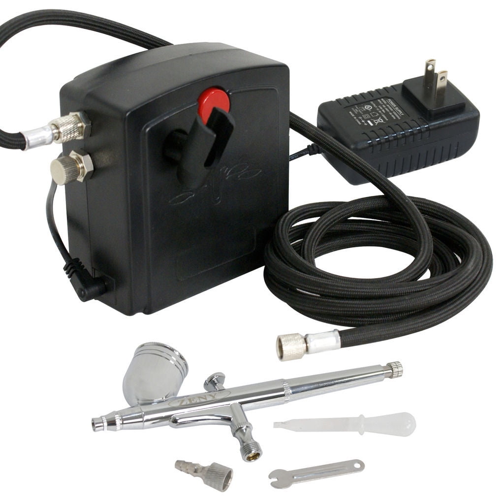 ZenStyle Airbrush Kit Mini Portable Air Compressor Hose Makeup, Cake ...
