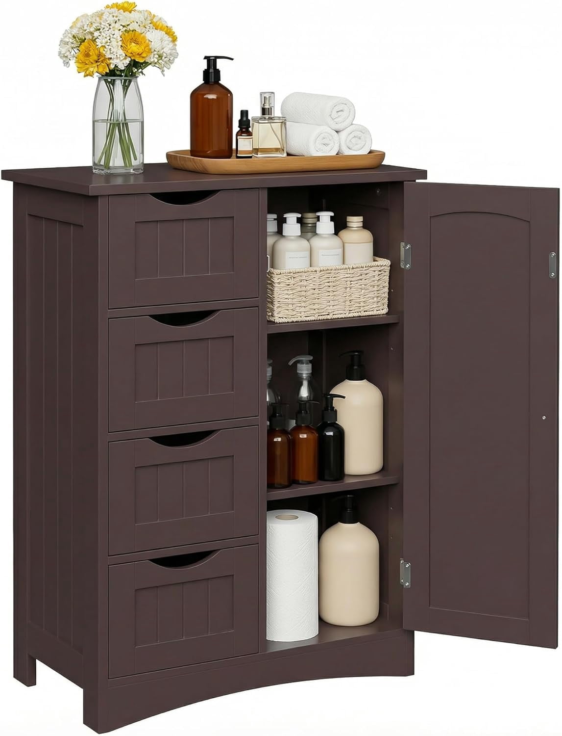 ZenStyle Bathroom Floor Storage Cabinet, Freestanding Side Organizer ...